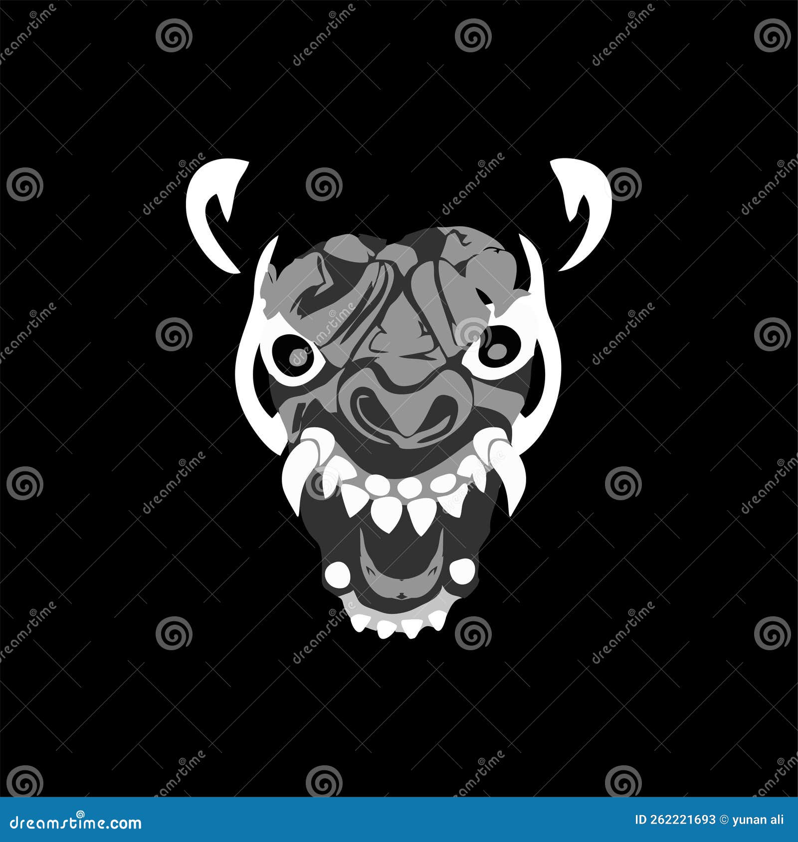 Drawing a Face of Devils in Traditional Culture Stock Illustration ...