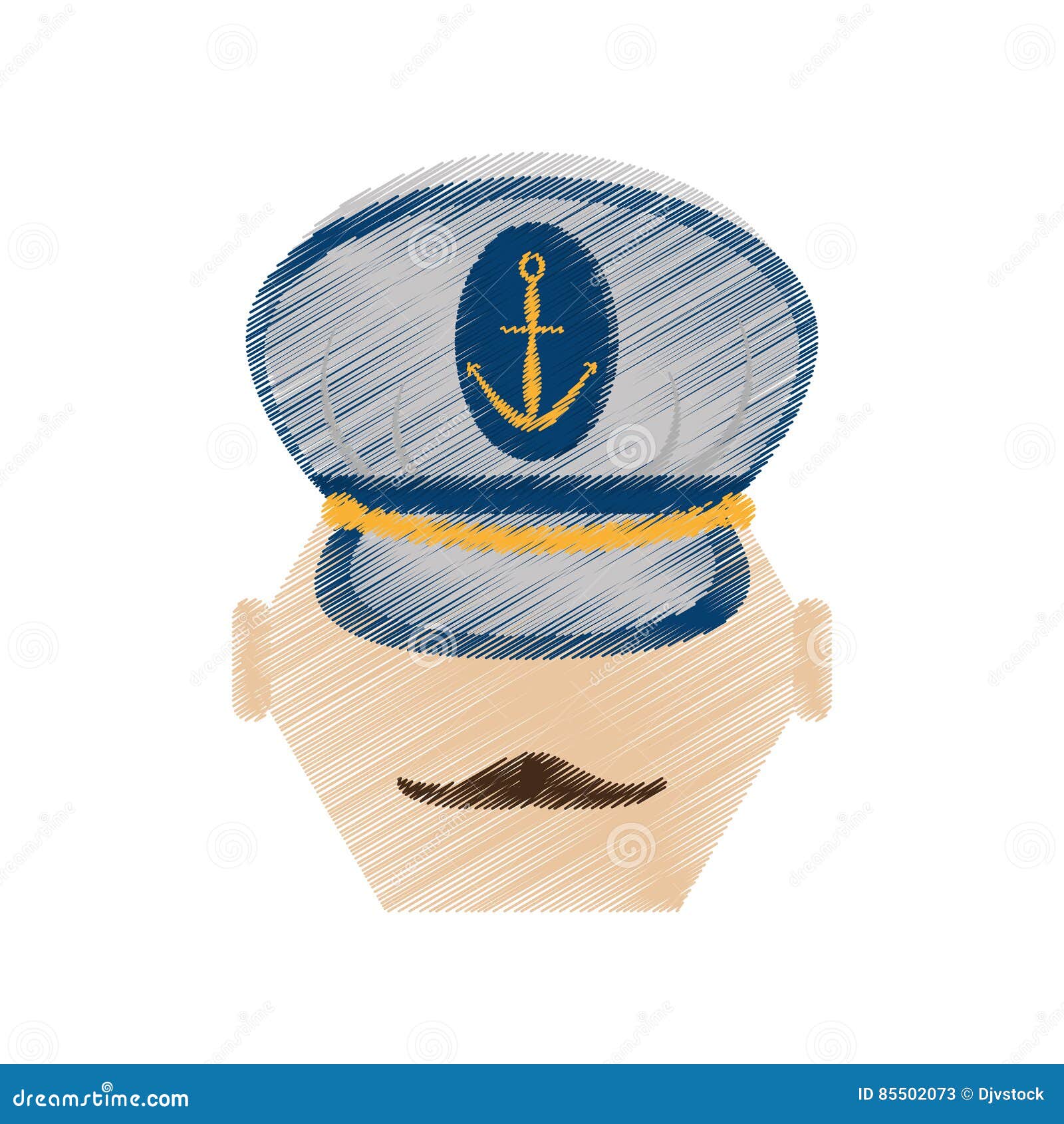 Drawing Face Mustache Captain Marine Hat Royalty-Free Illustration ...