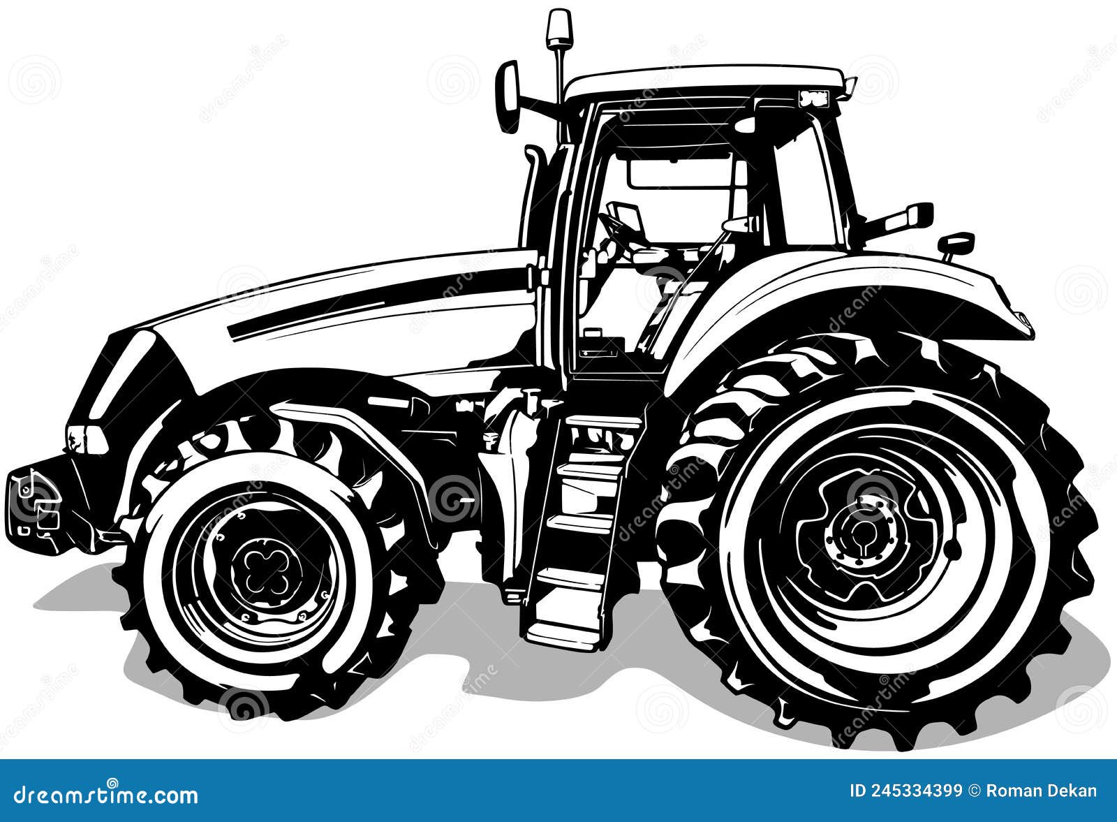 Drawing of Farm Tractor from Side View Stock Vector - Illustration of ...