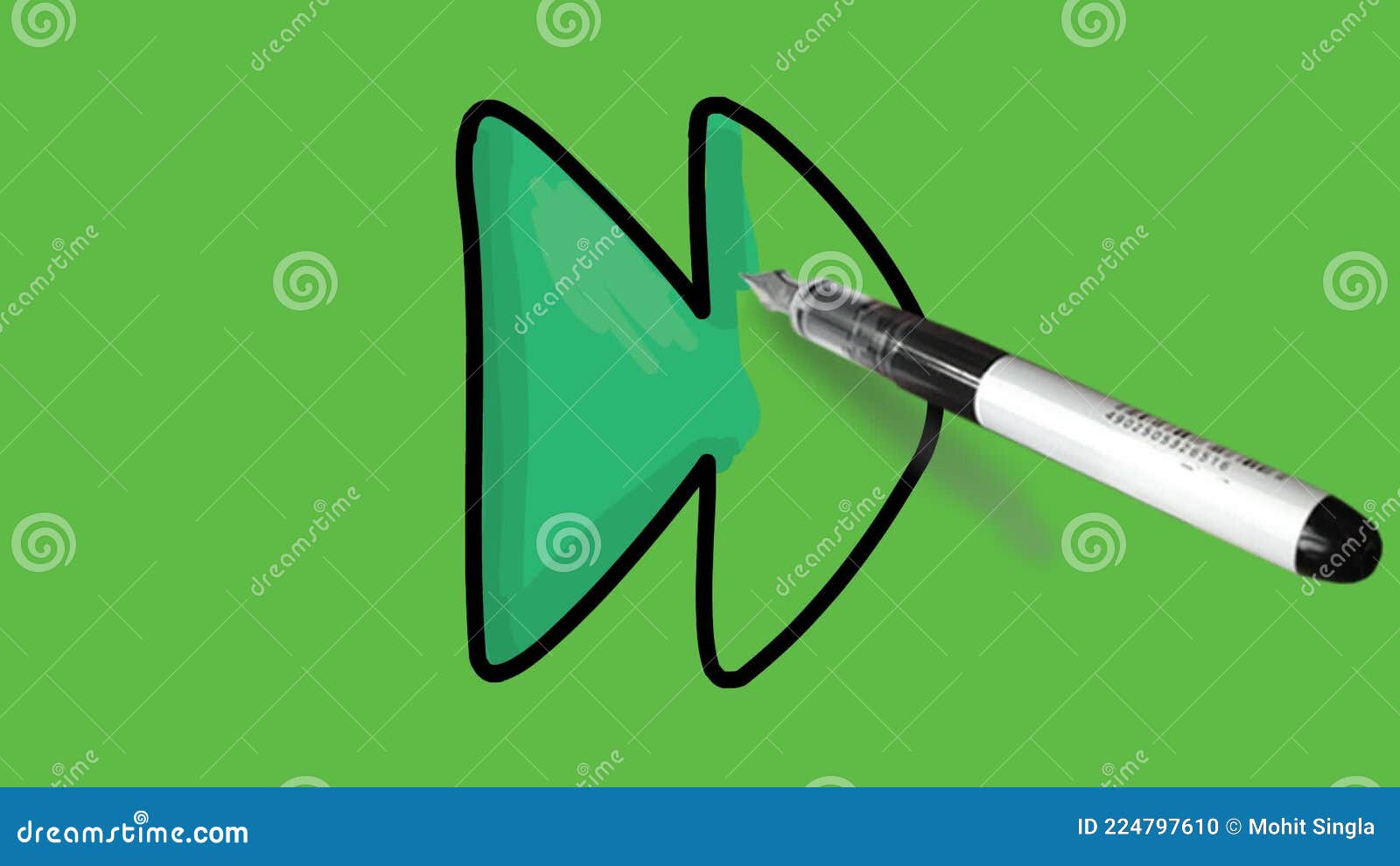 Drawing Fast Forward Button with Blue Colour and Black Outline on ...