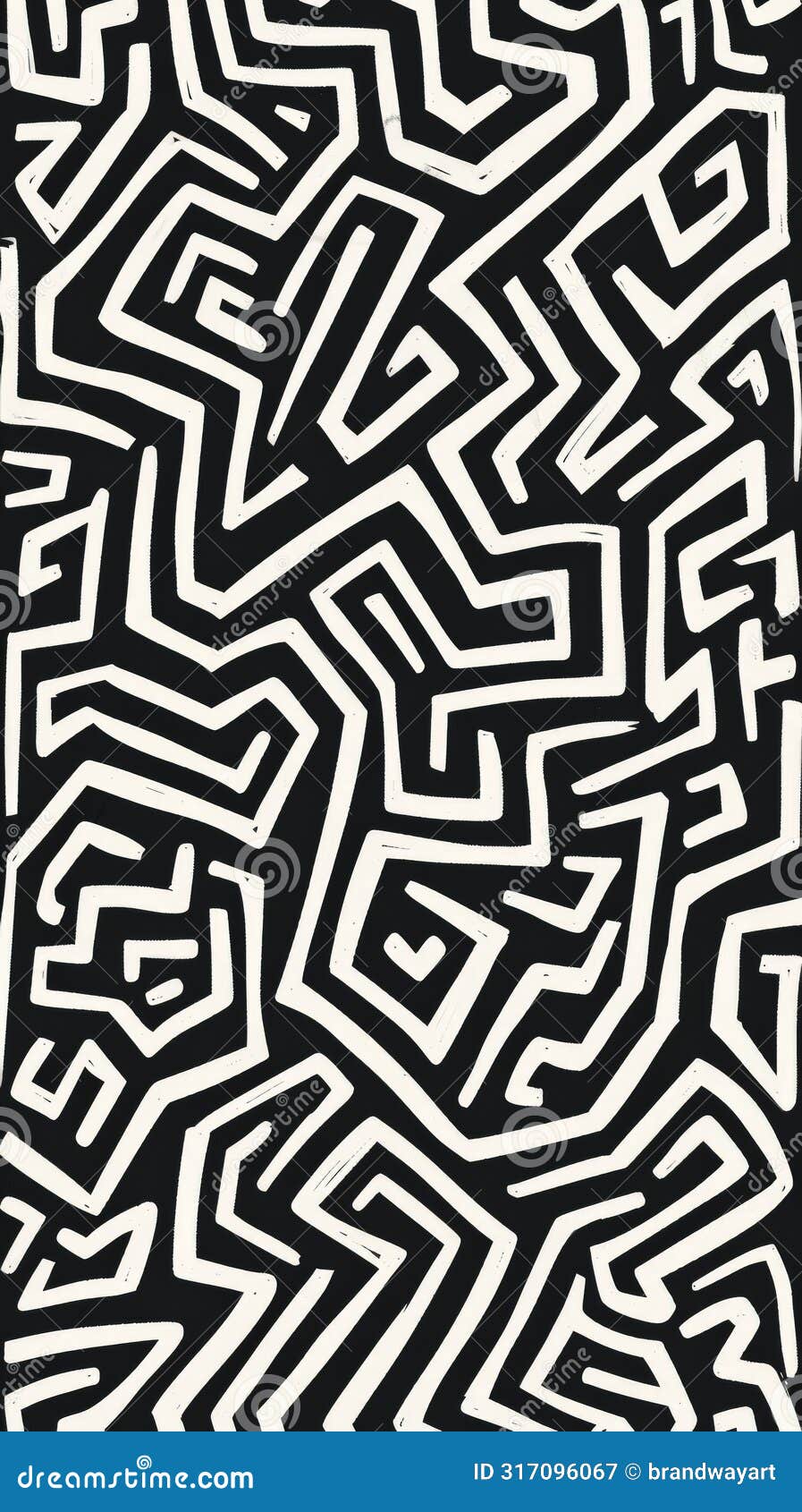 Intricate Maze Drawing in Black and White Stock Illustration ...