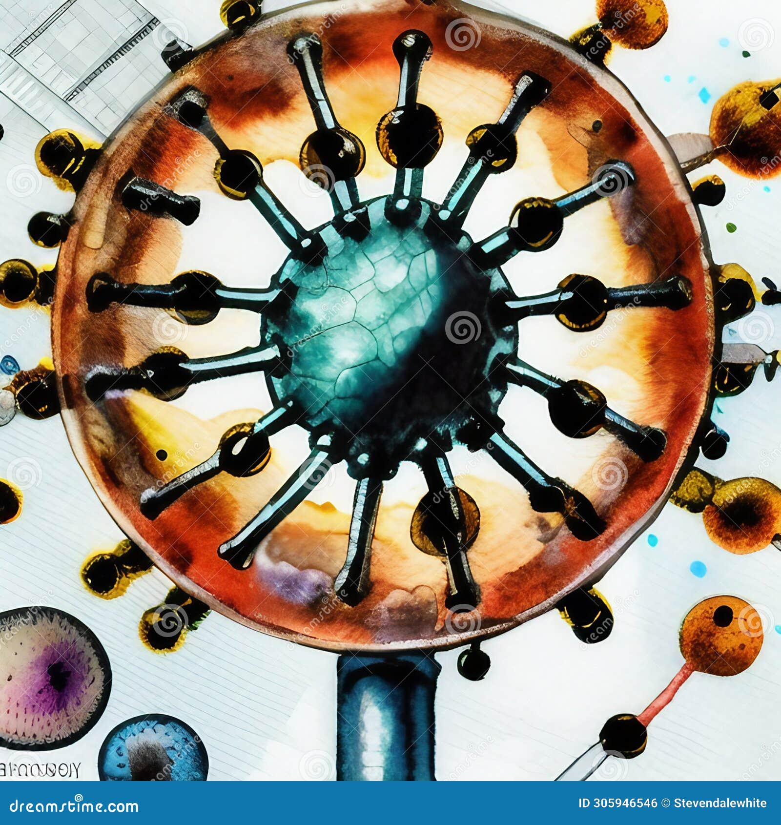 Circular Object with Surrounding Small Objects. Generative AI. Stock ...