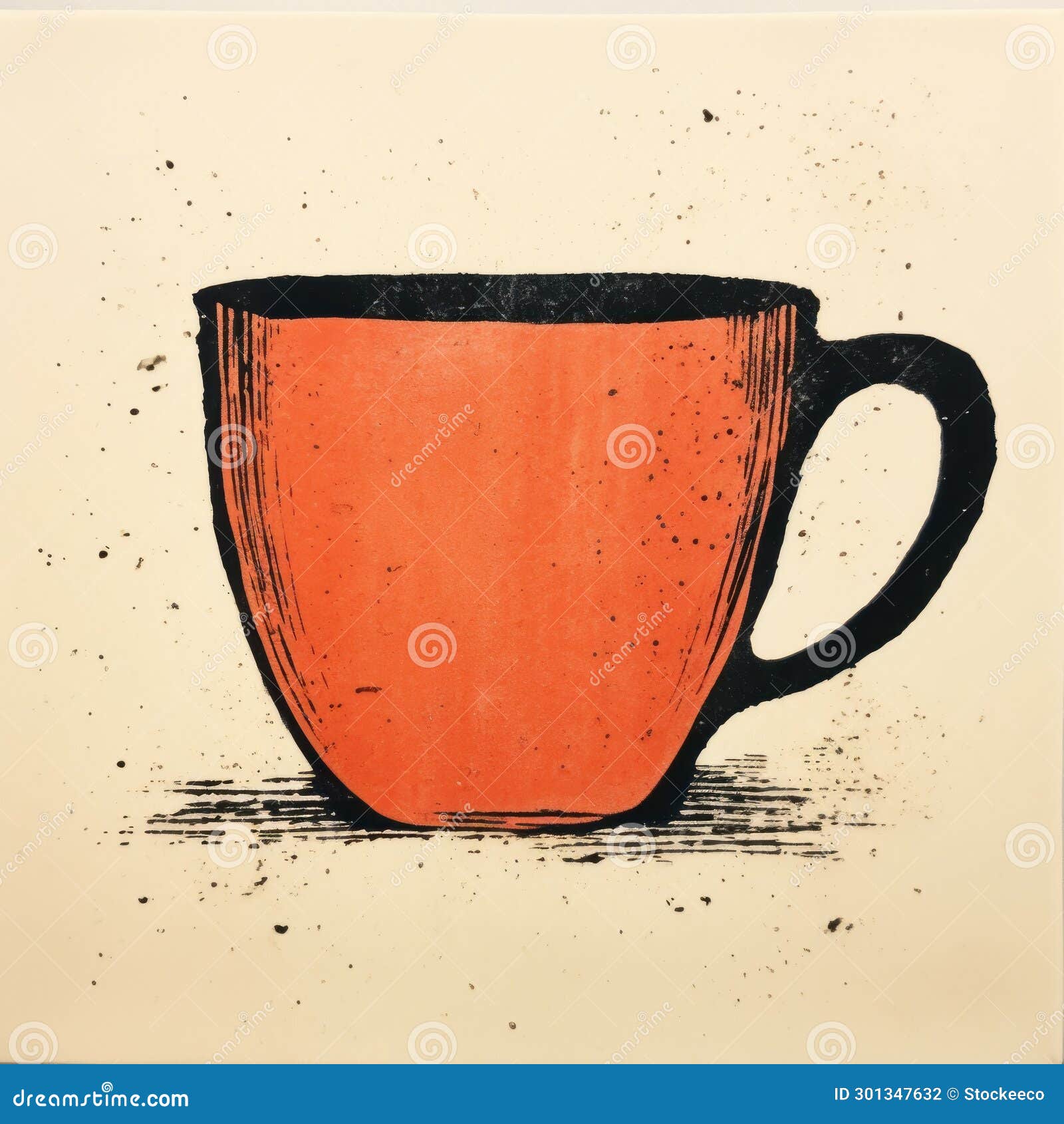 Orange Cup Illustration in the Style of George Tice Stock Illustration ...