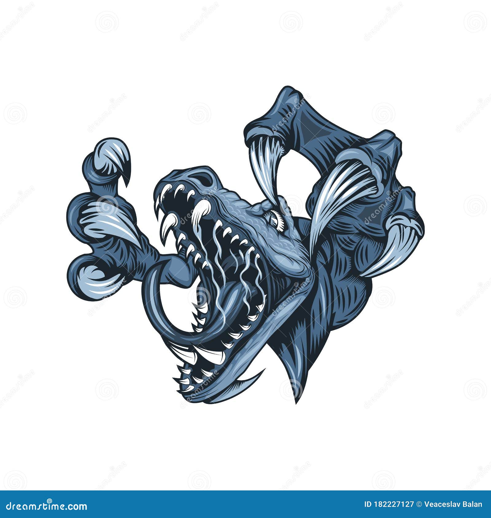 Drawing of a Ferocious Monster with Open Mouth Stock Vector ...