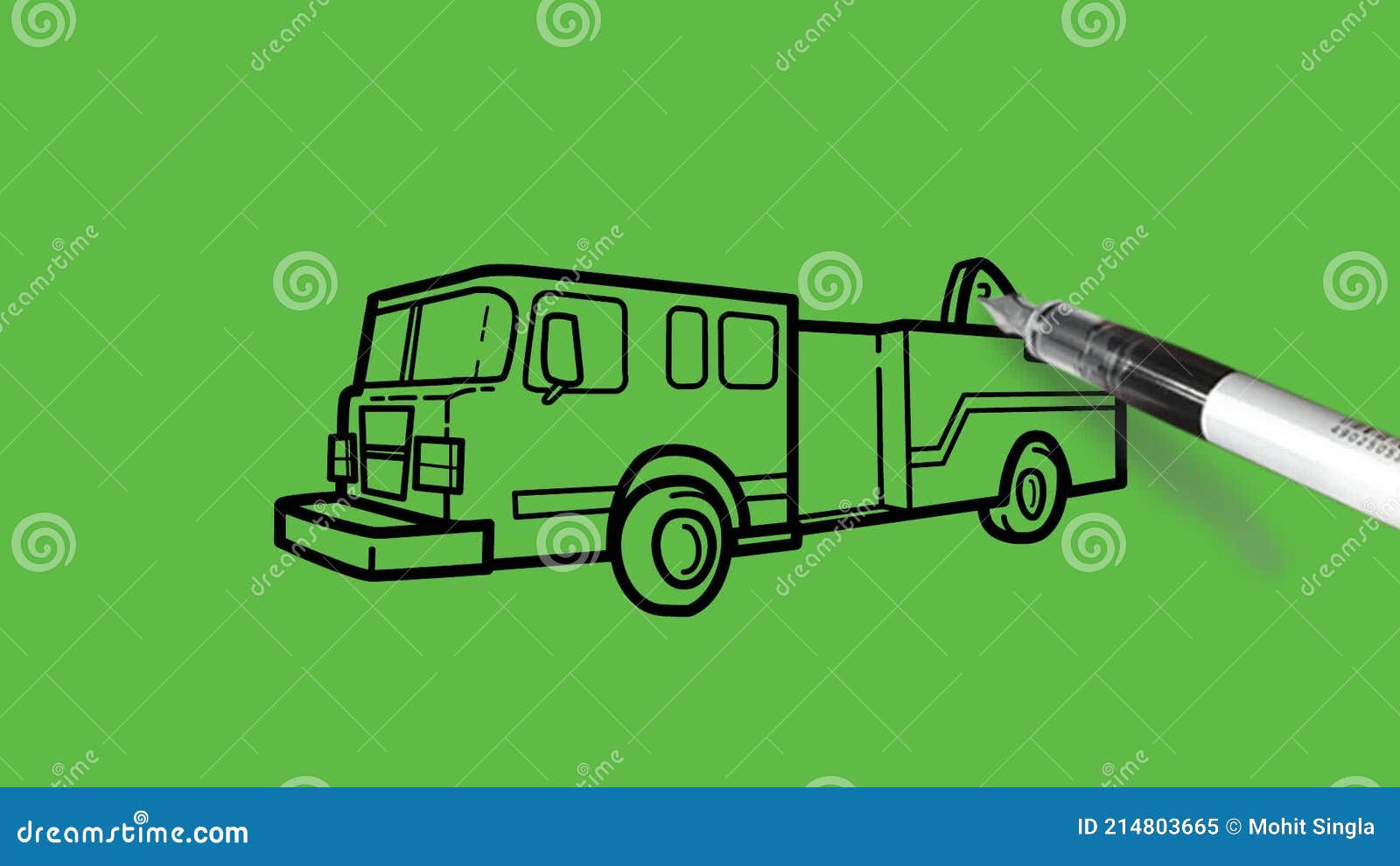 Drawing a Fire Brigade with Black and Blue Colour Combination on ...