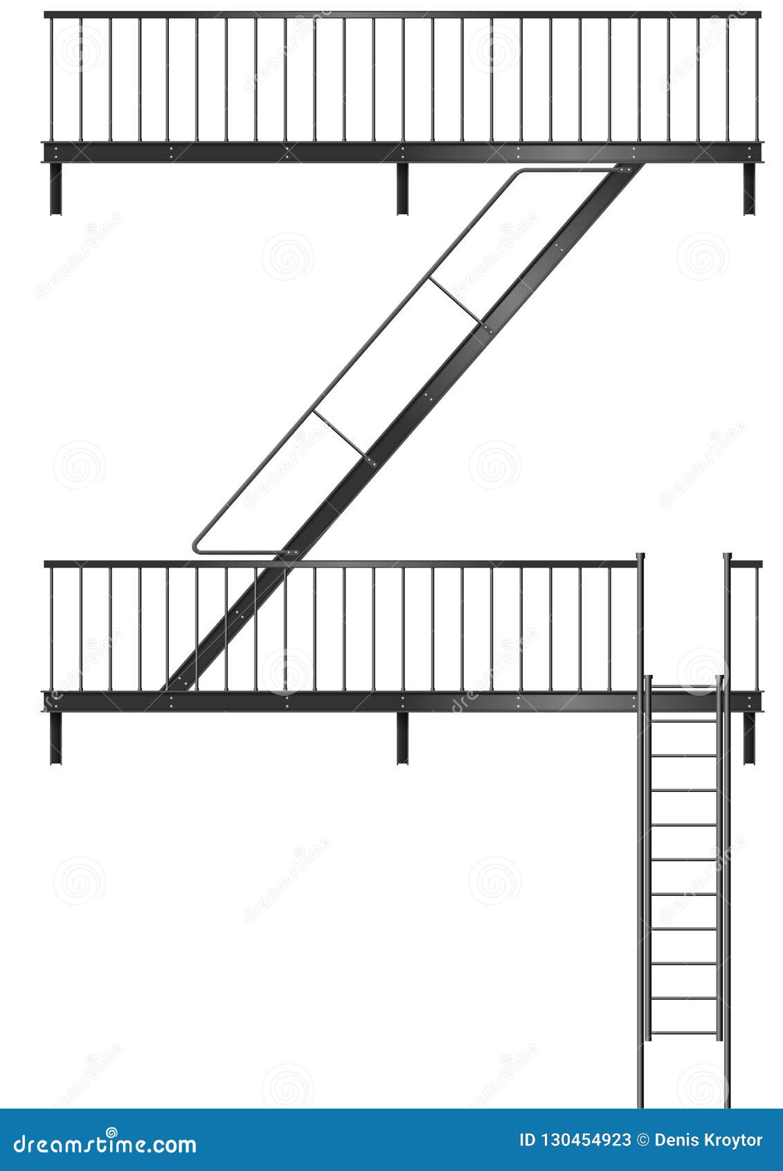Drawing of the Fire Escape for the Facade Stock Vector - Illustration ...