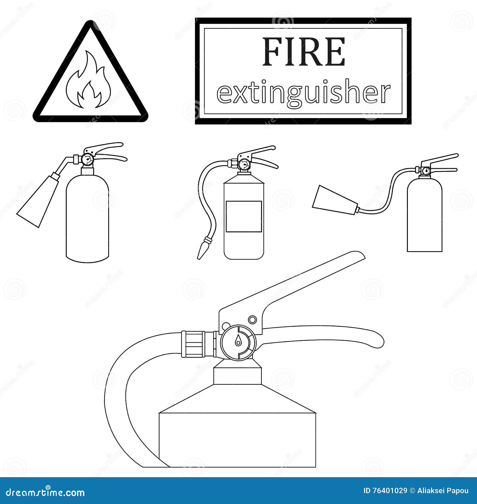 Drawing Fire Extinguishers. Only A Stroke Cartoon Vector ...