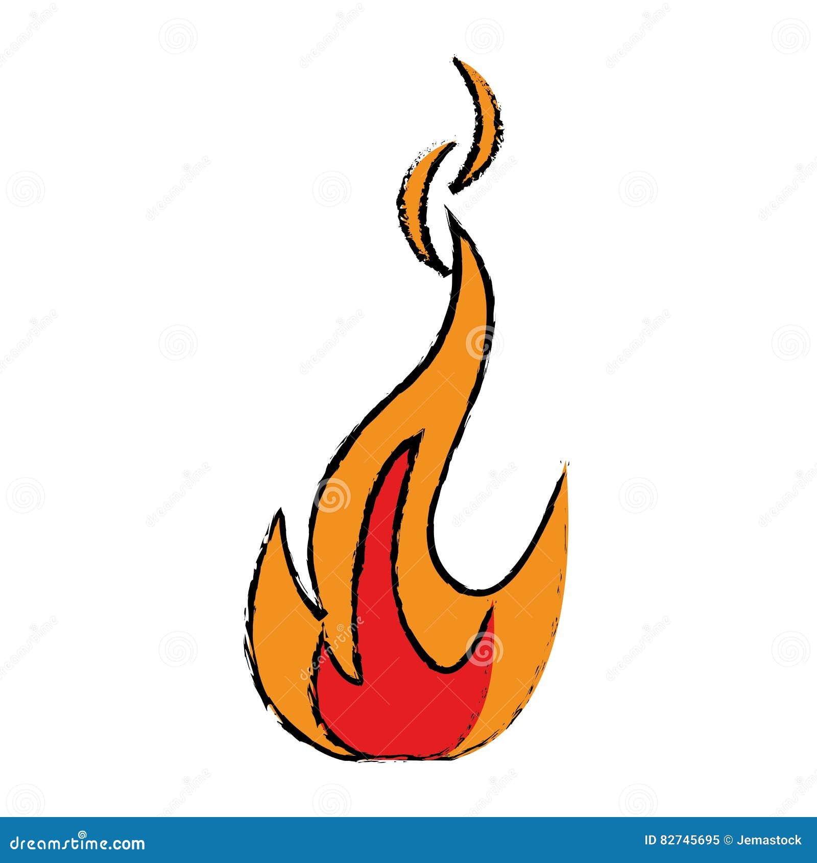 Drawing Fire Flame Bright Danger Icon Stock Vector - Illustration of ...