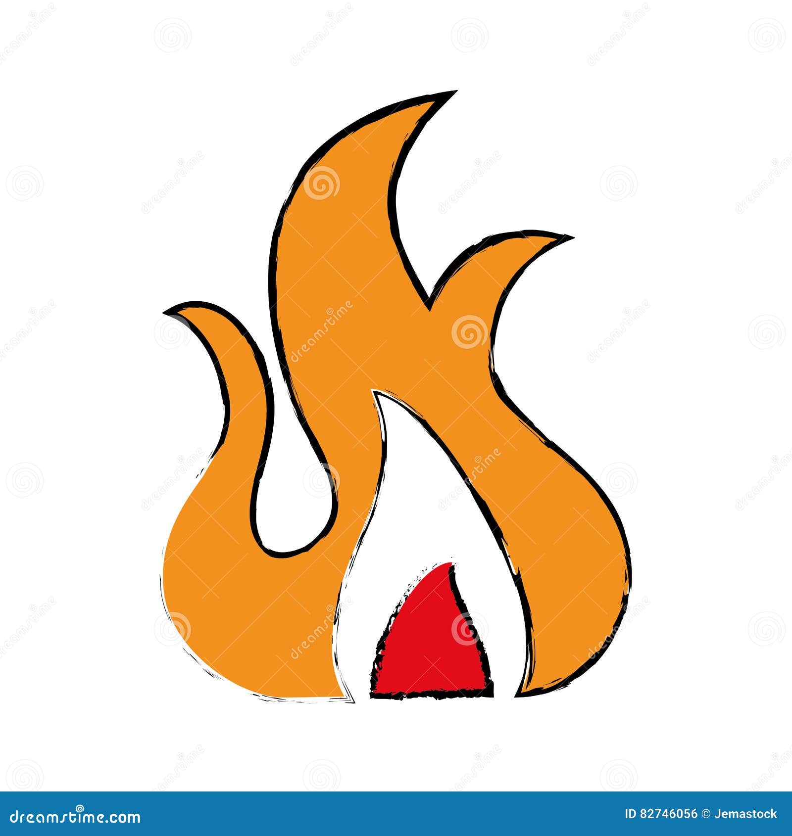 Drawing Fire Flame Burn Hot Design Stock Vector - Illustration of ...