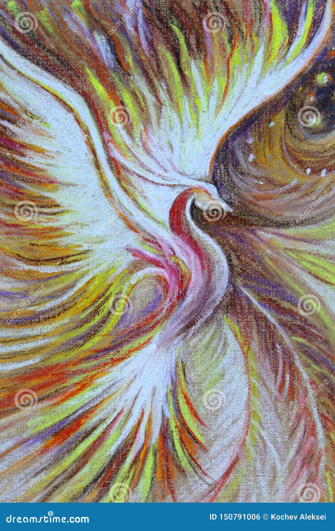 The Drawing of the Firebird. the Image is Made in Pastel Stock Photo ...