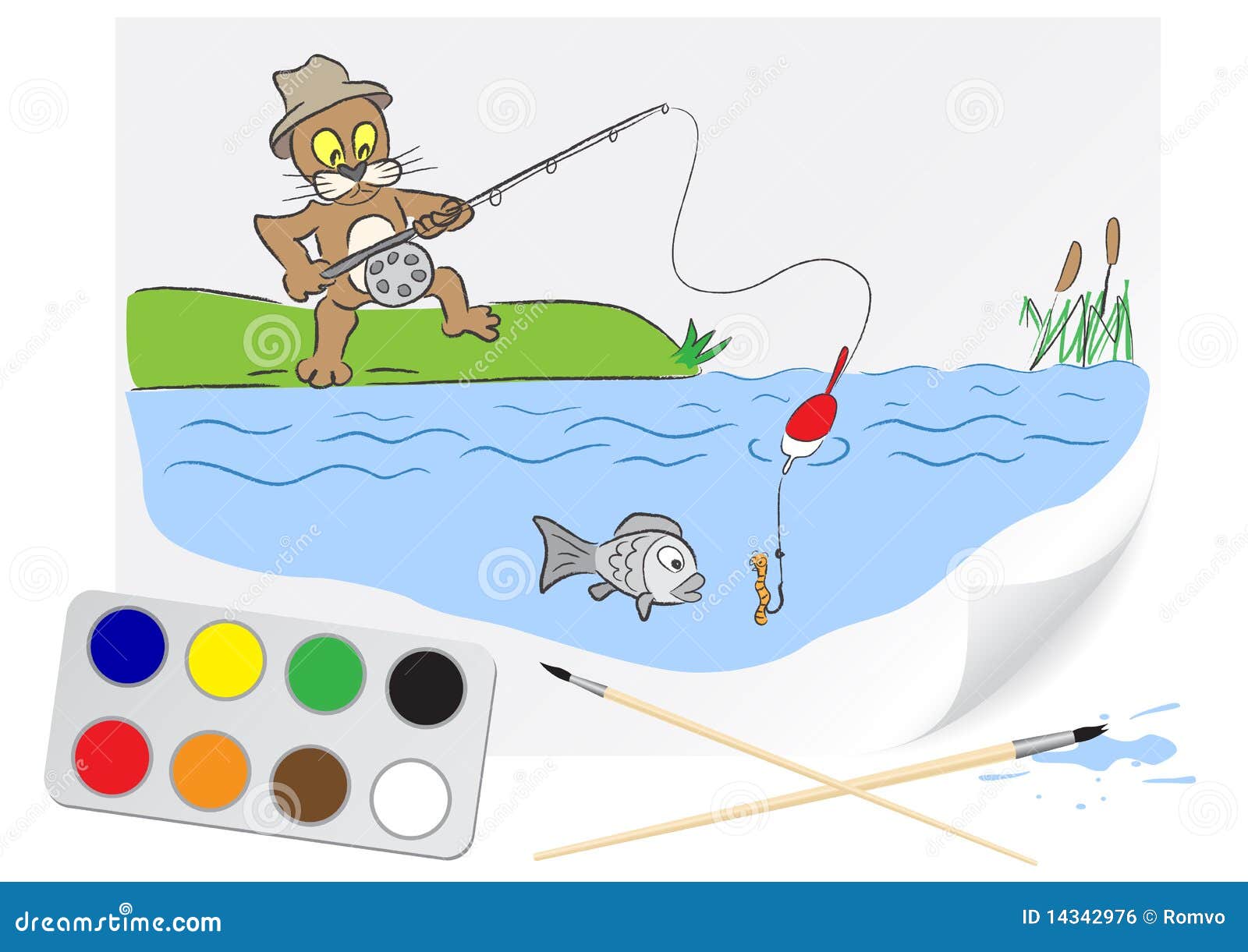 Drawing fishing stock vector. Illustration of object - 14342976