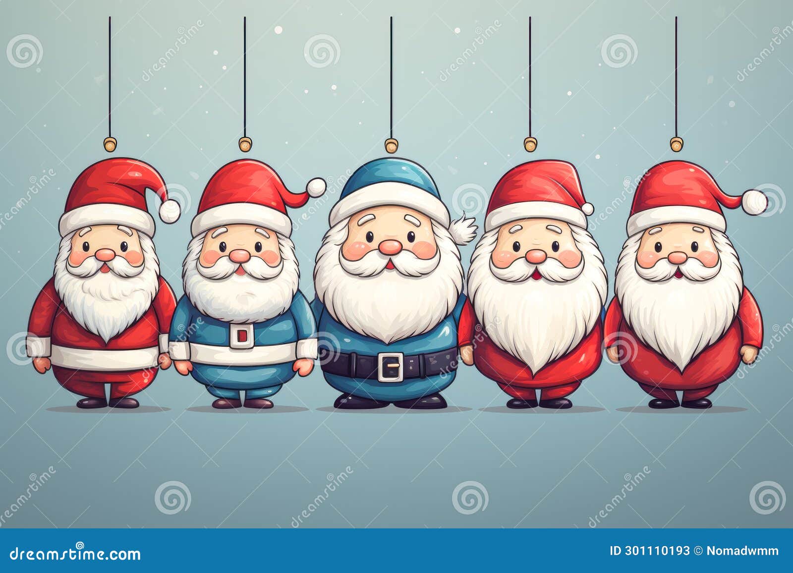 Drawing of Five Santa Clauses Stock Illustration - Illustration of ...