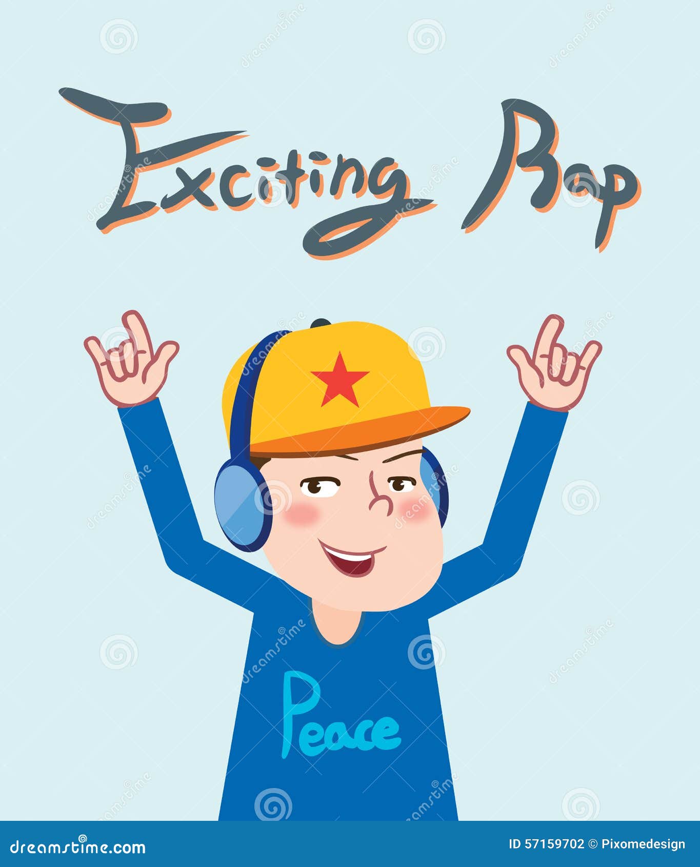 Drawing Flat Character Design Exciting Rap Concept, Illustration Stock ...