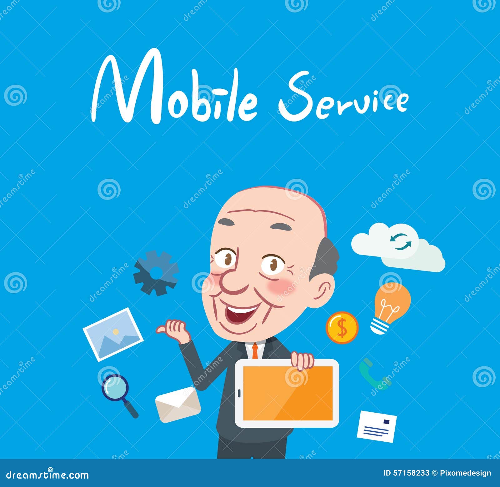 Drawing Flat Character Design Mobile Service Concept Stock Illustration ...