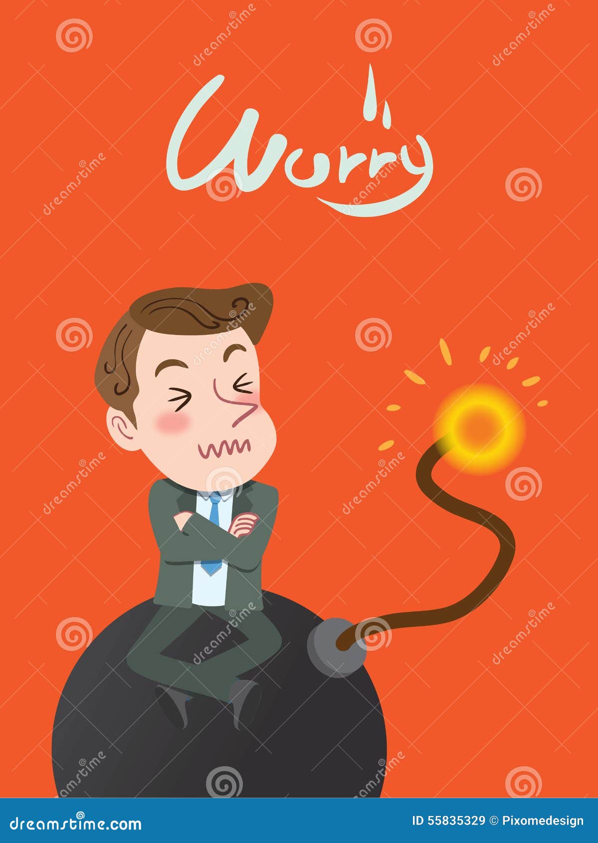 Drawing Flat Character Design Worry Concept Stock Illustration ...