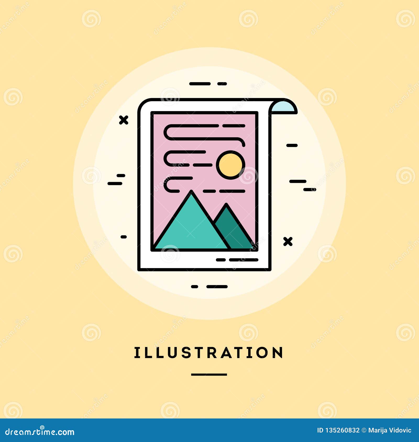 Drawing, Flat Design Thin Line Banner. Vector Illustration. Stock ...