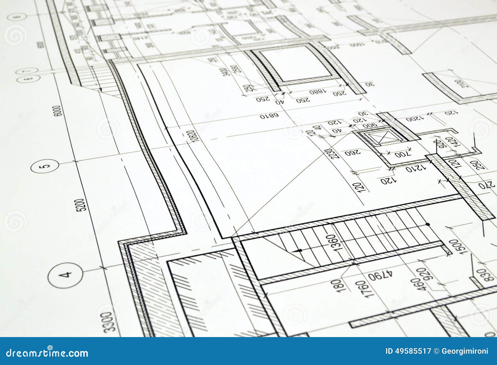 Drawing a Floor Plan of the Building Stock Image - Image of industry ...
