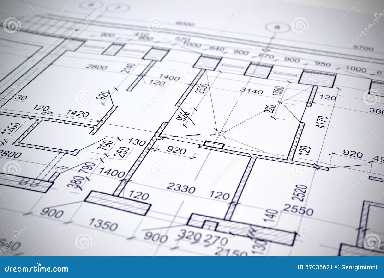 Drawing a Floor Plan of the Building Stock Image - Image of graphic ...