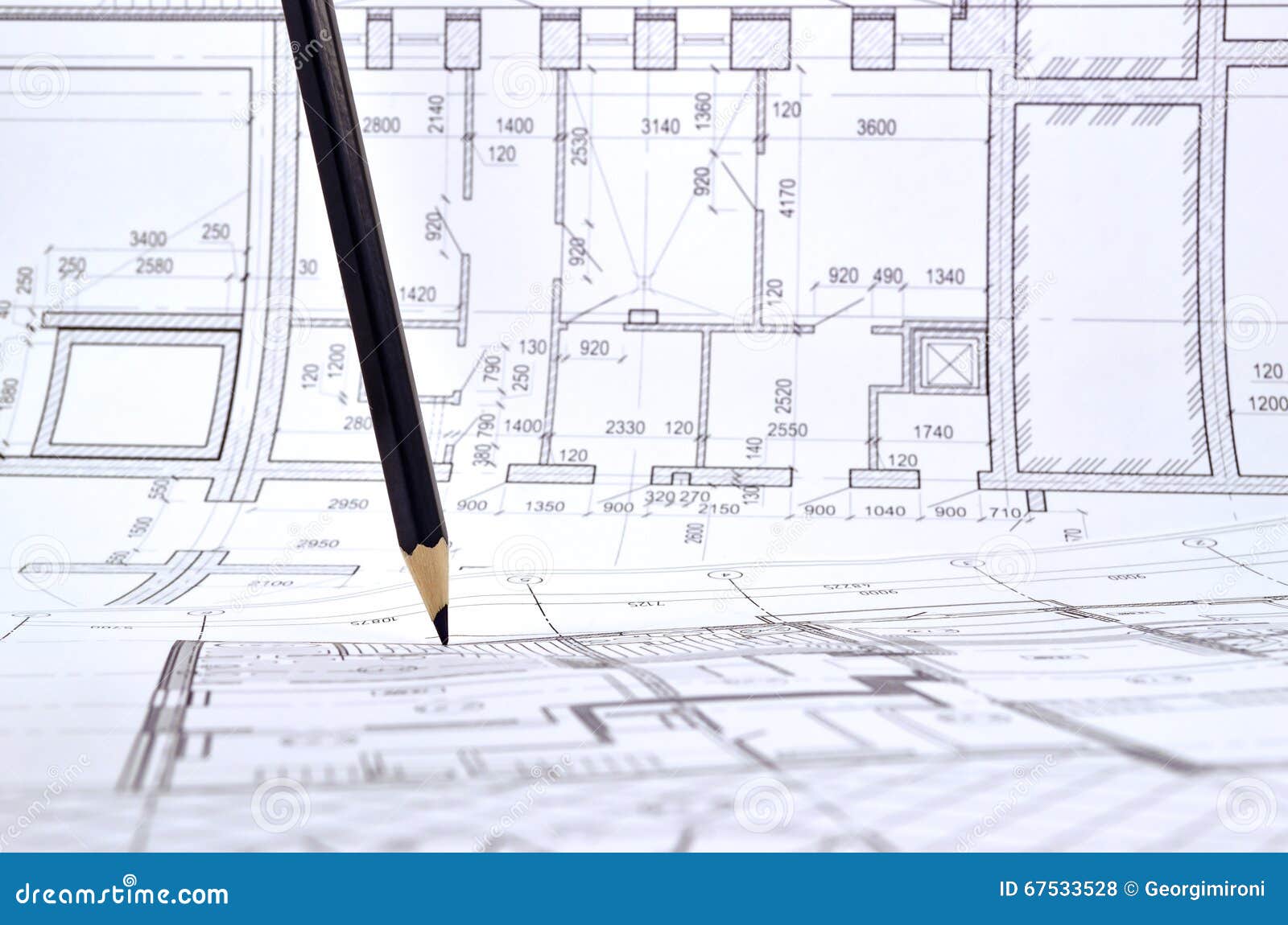 Drawing a Floor Plan of the Building Stock Photo - Image of drawing ...