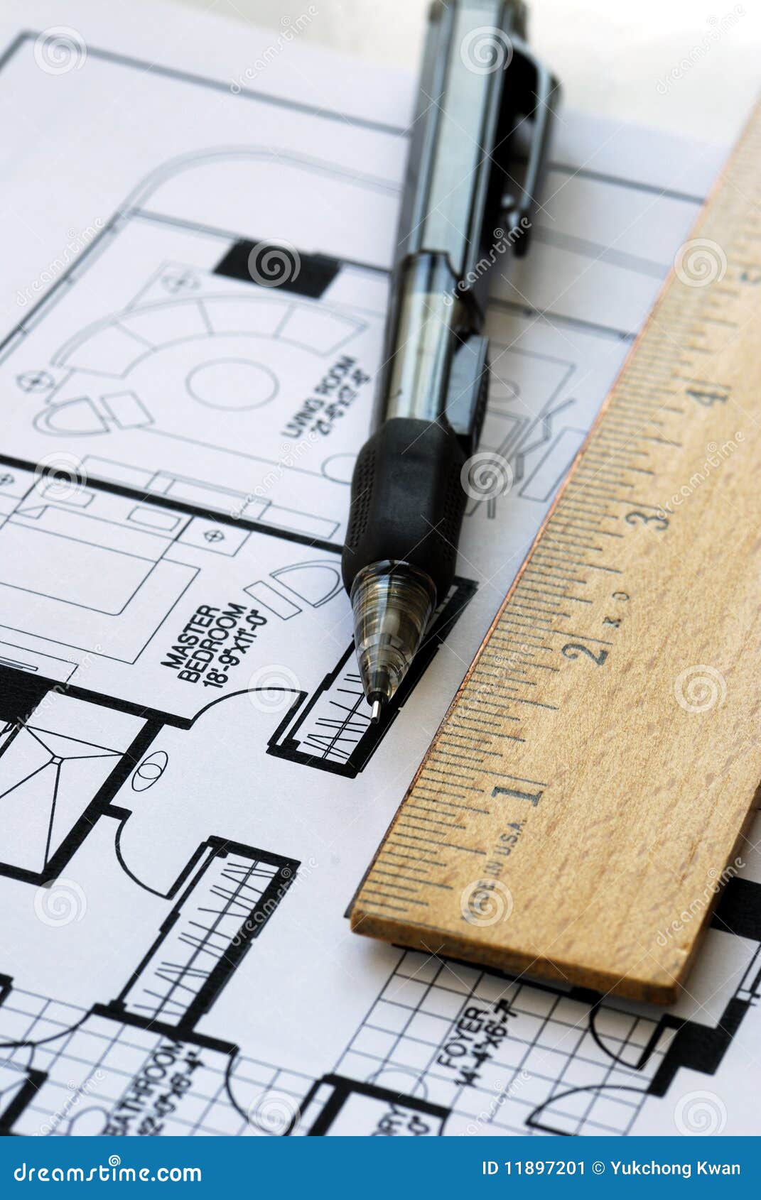 Drawing the Floorplan with a Pen and Ruler Stock Image - Image of house ...