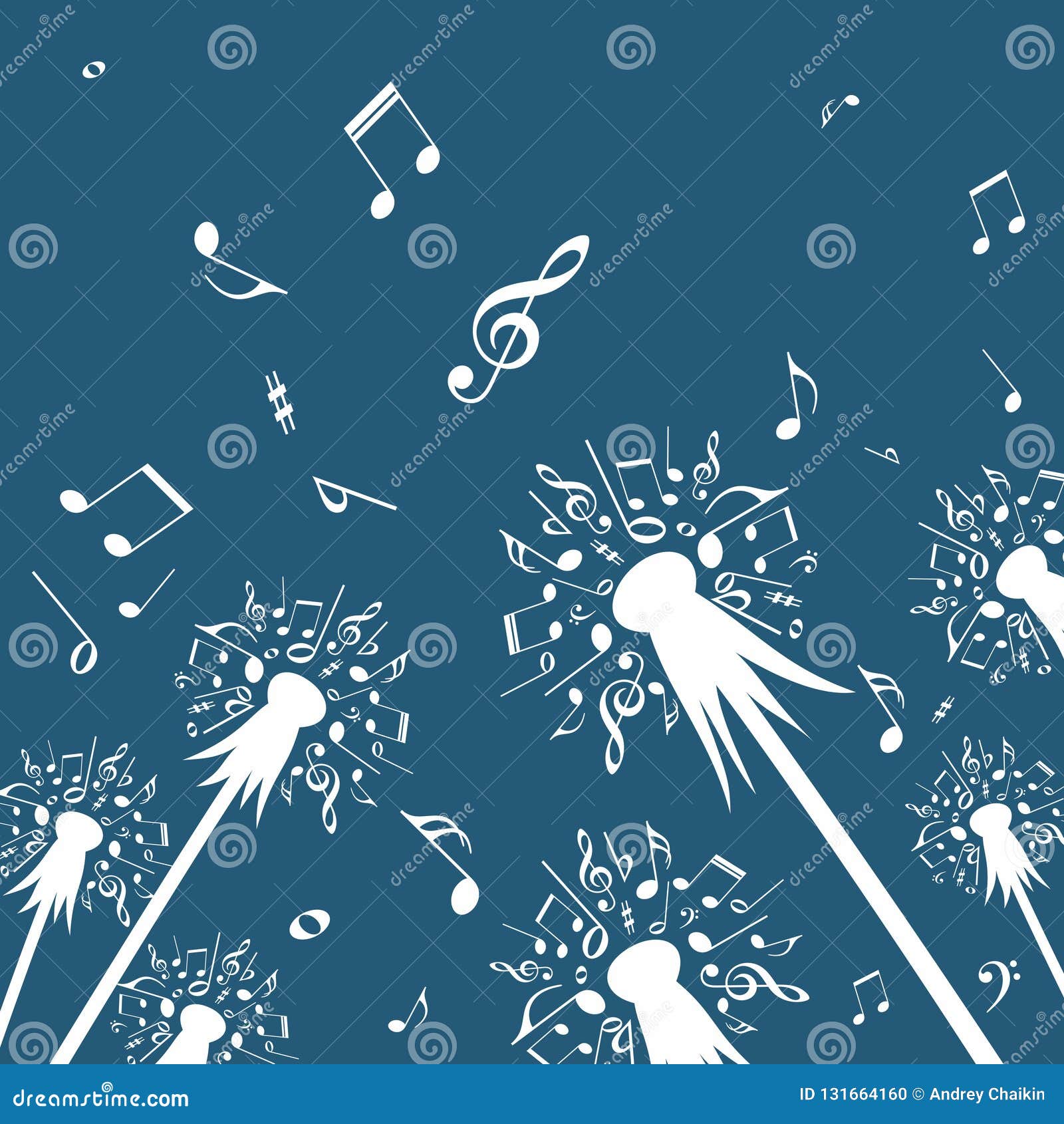 Flowers of Dandelion with Music Notes. Stock Vector - Illustration of ...