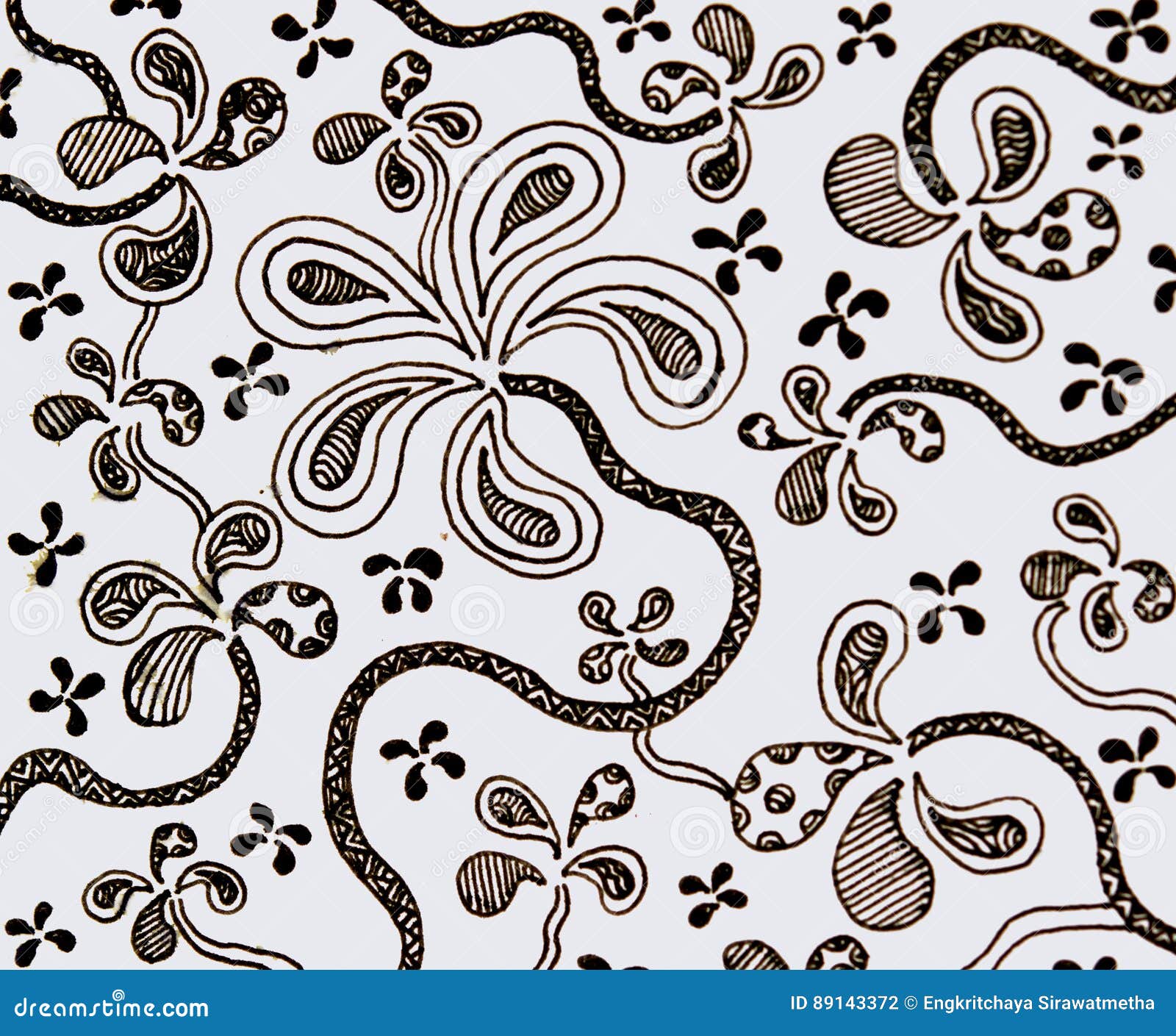 Drawing Flower Pattern with Hand.flower on White Background Stock Photo ...