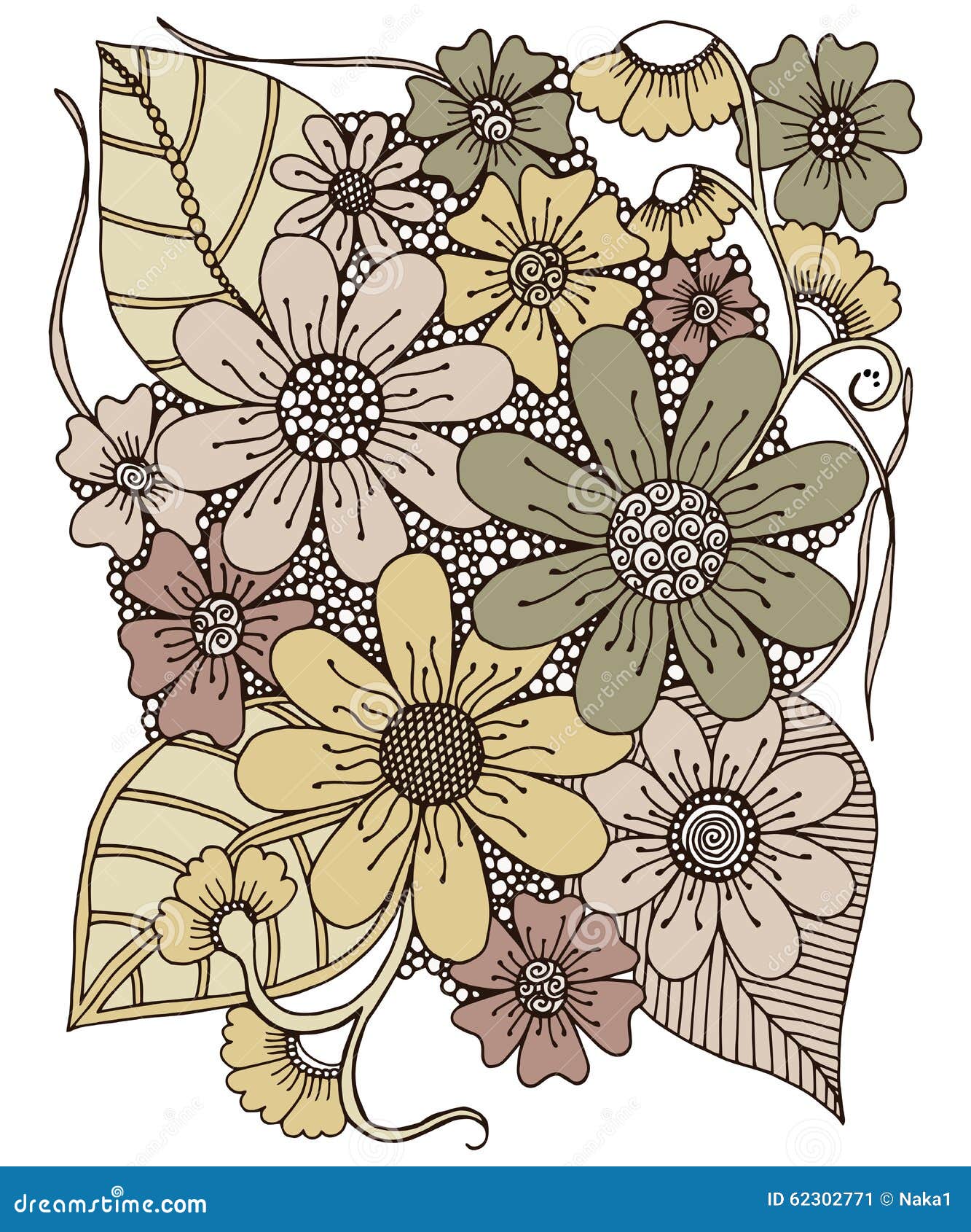 Drawing Flowers Retro Design Stock Illustration - Illustration of retro ...