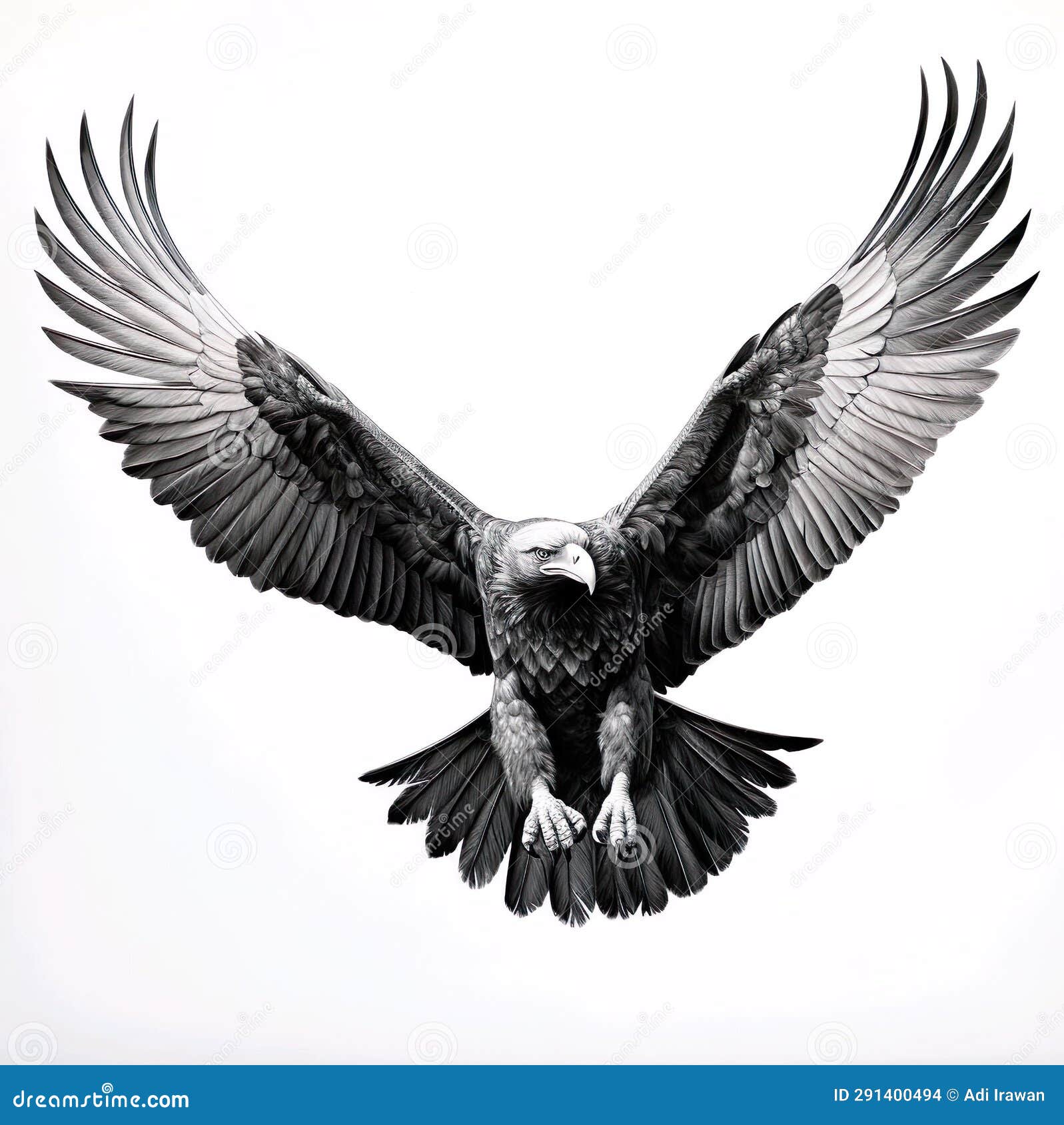 Drawing of flying eagle stock illustration. Illustration of black ...