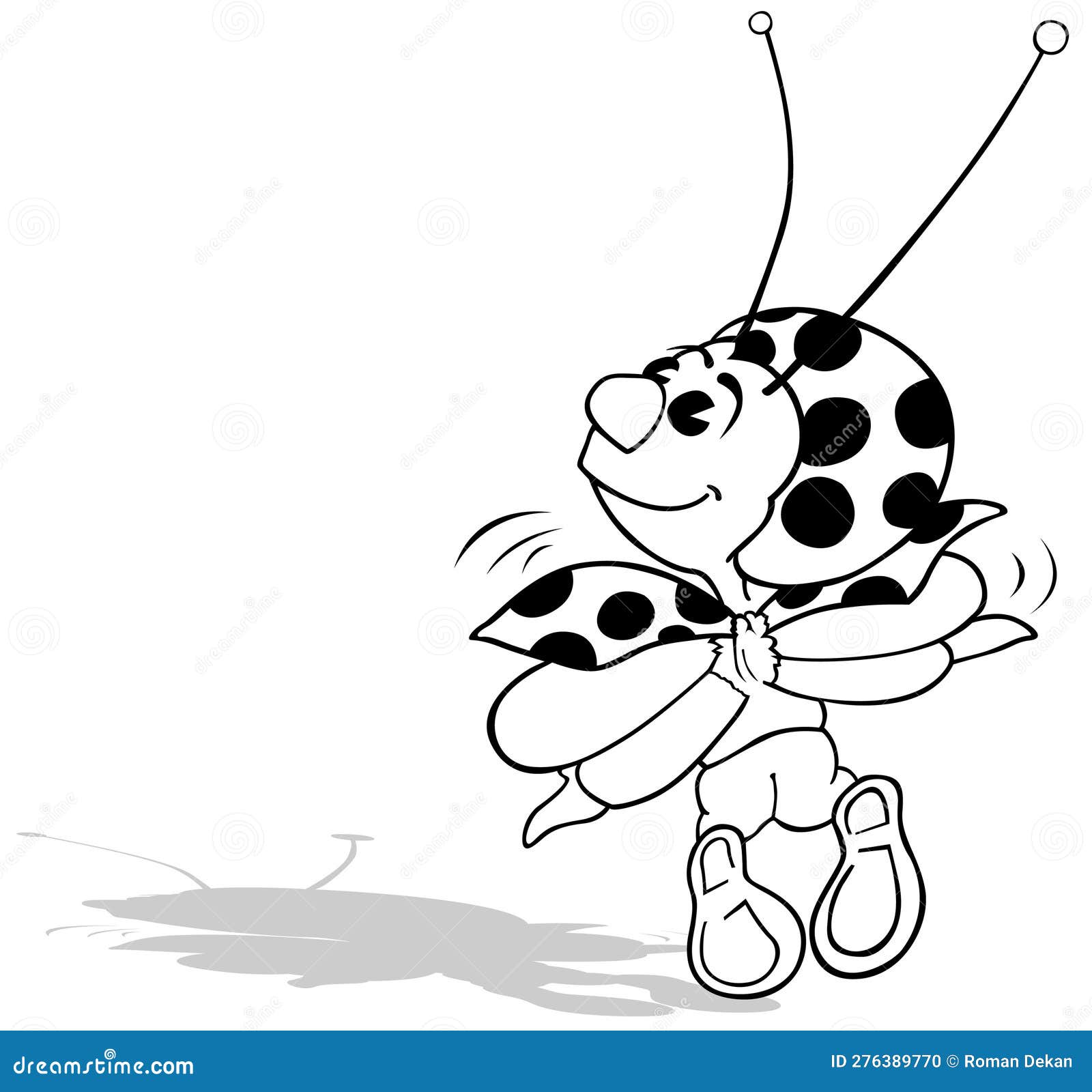 Drawing of a Flying Ladybug from the Back View Stock Vector ...
