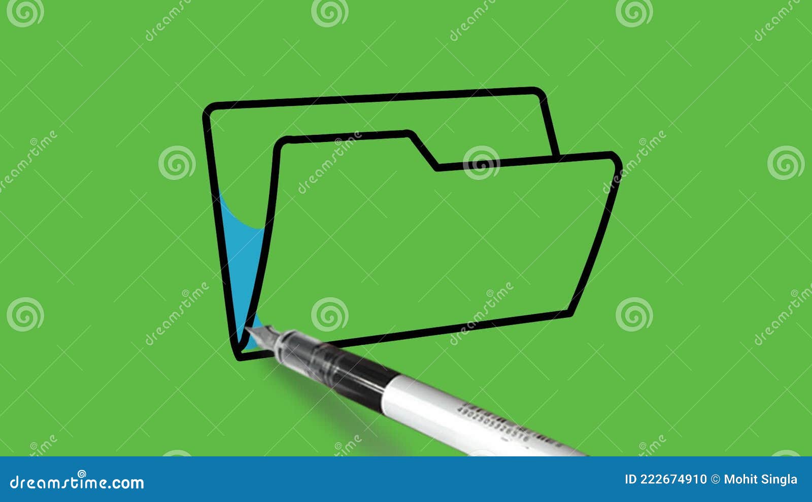 Drawing Folder in Black and Blue Colour Combination on Abstract Green ...