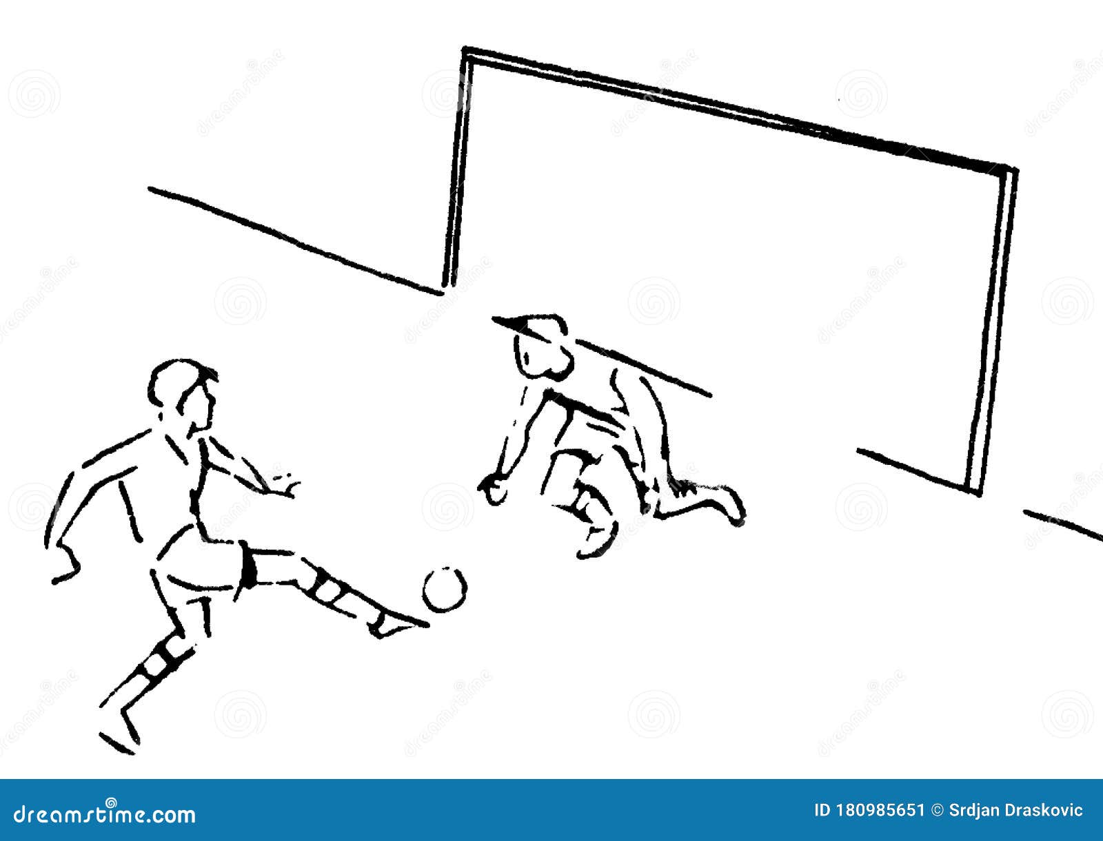 Drawing of Football Player and Goalkeeper Stock Illustration ...