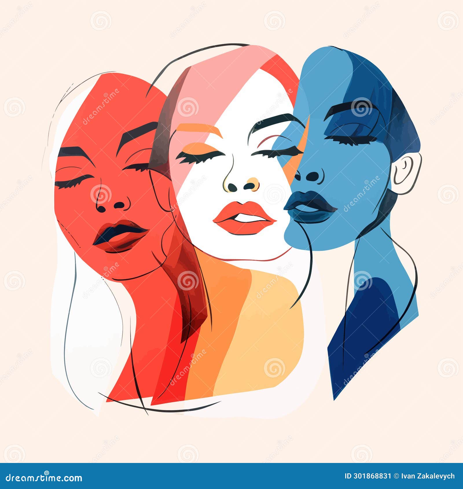 Drawing of Four Peoples Faces. Vector Illustration Design Stock Vector ...