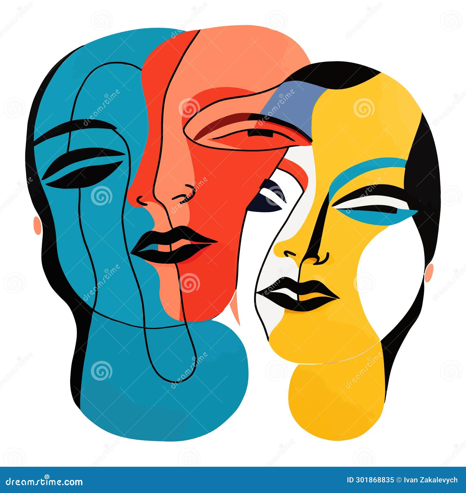 Drawing of Four Peoples Faces. Vector Illustration Design Stock Vector ...