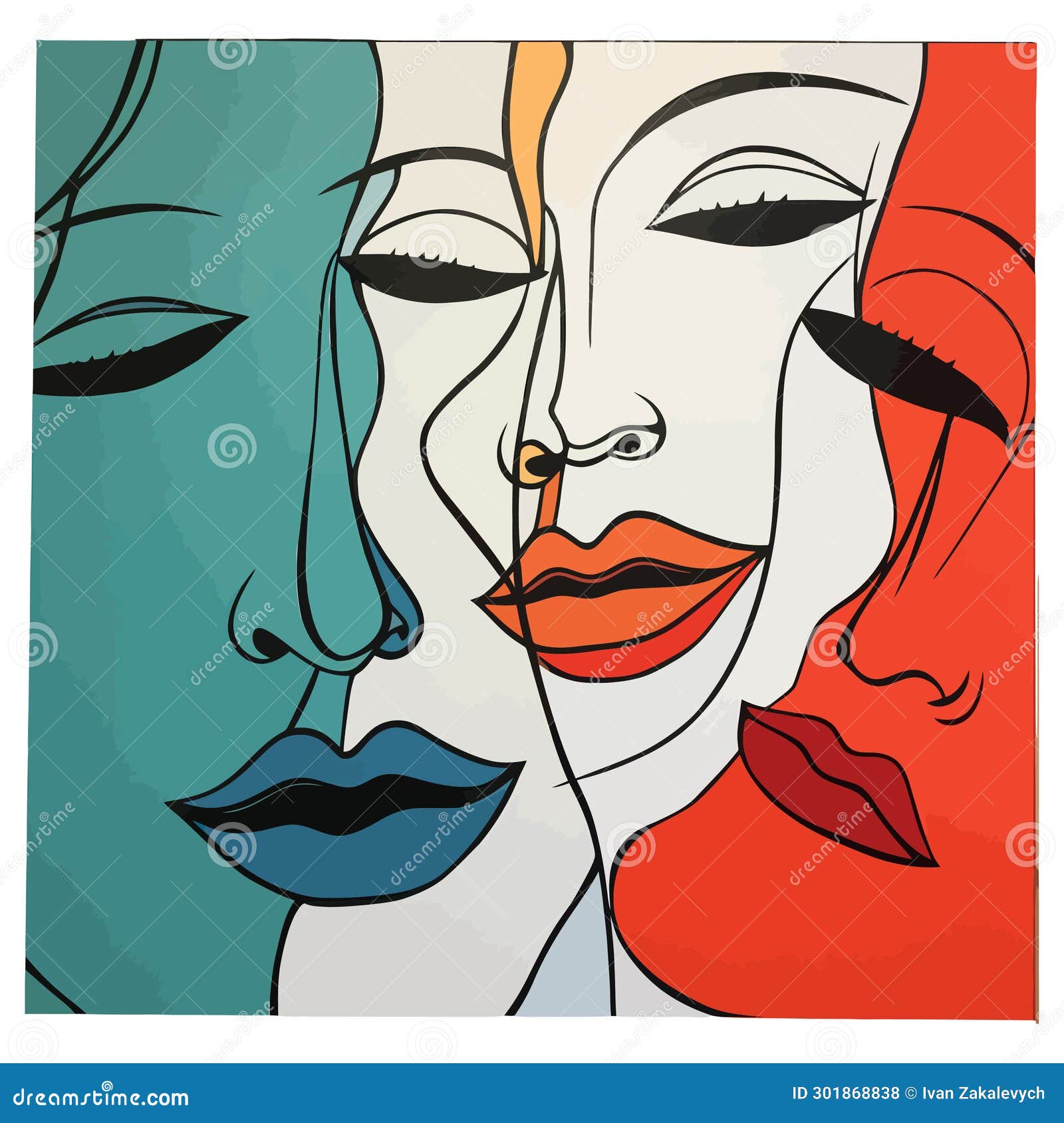 Drawing of Four Peoples Faces. Vector Illustration Design Stock Vector ...