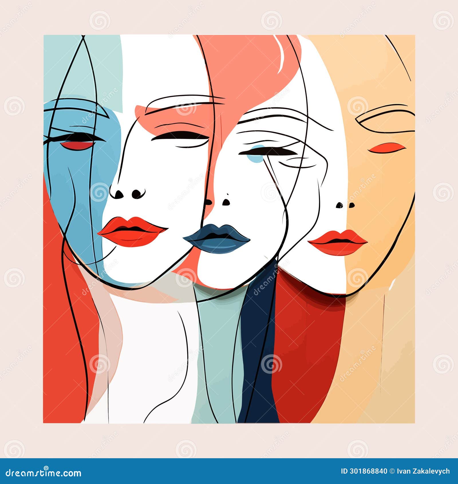 Drawing of Four Peoples Faces. Vector Illustration Design Stock Vector ...