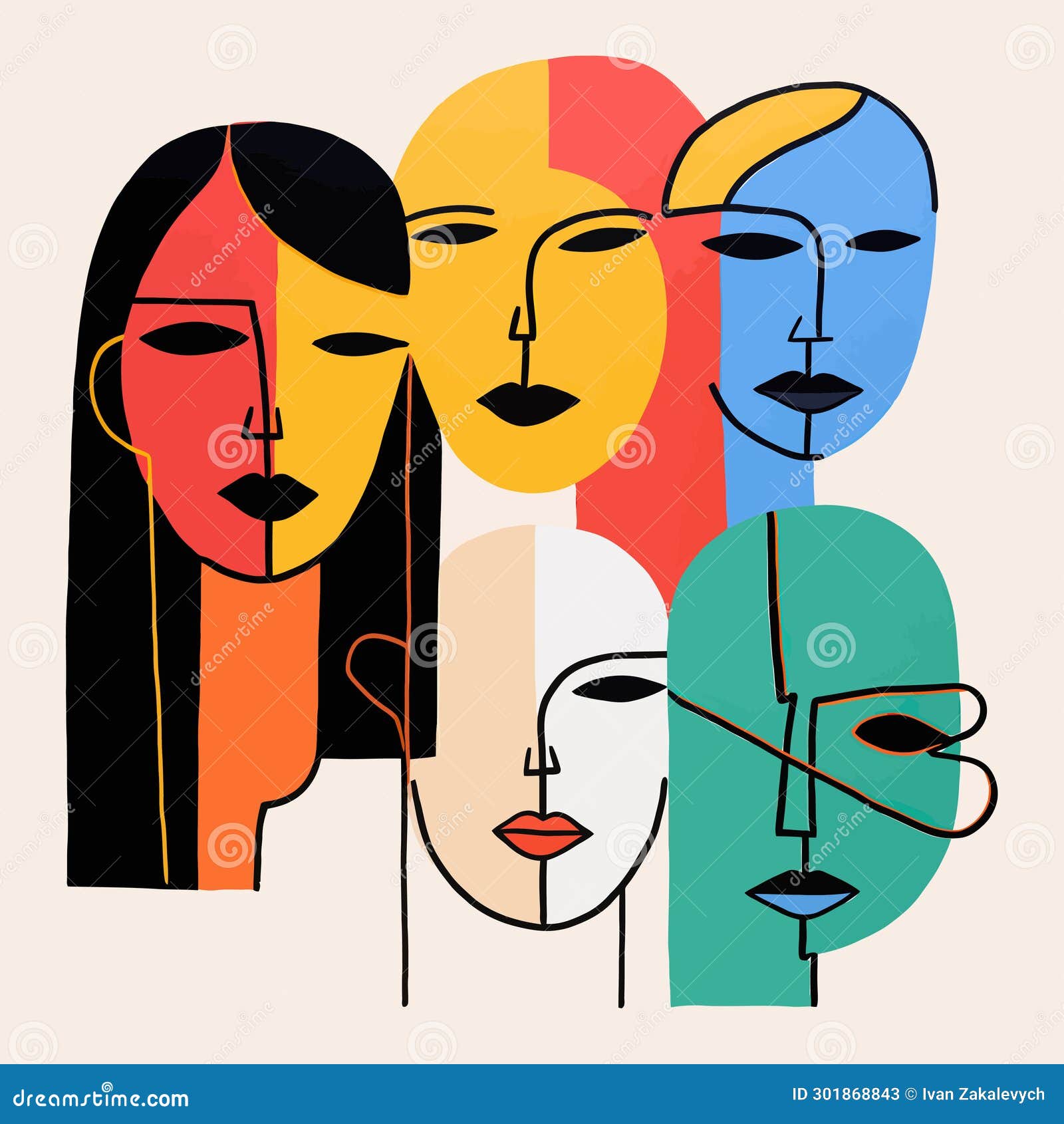 Drawing of Four Peoples Faces. Vector Illustration Design Stock Vector ...