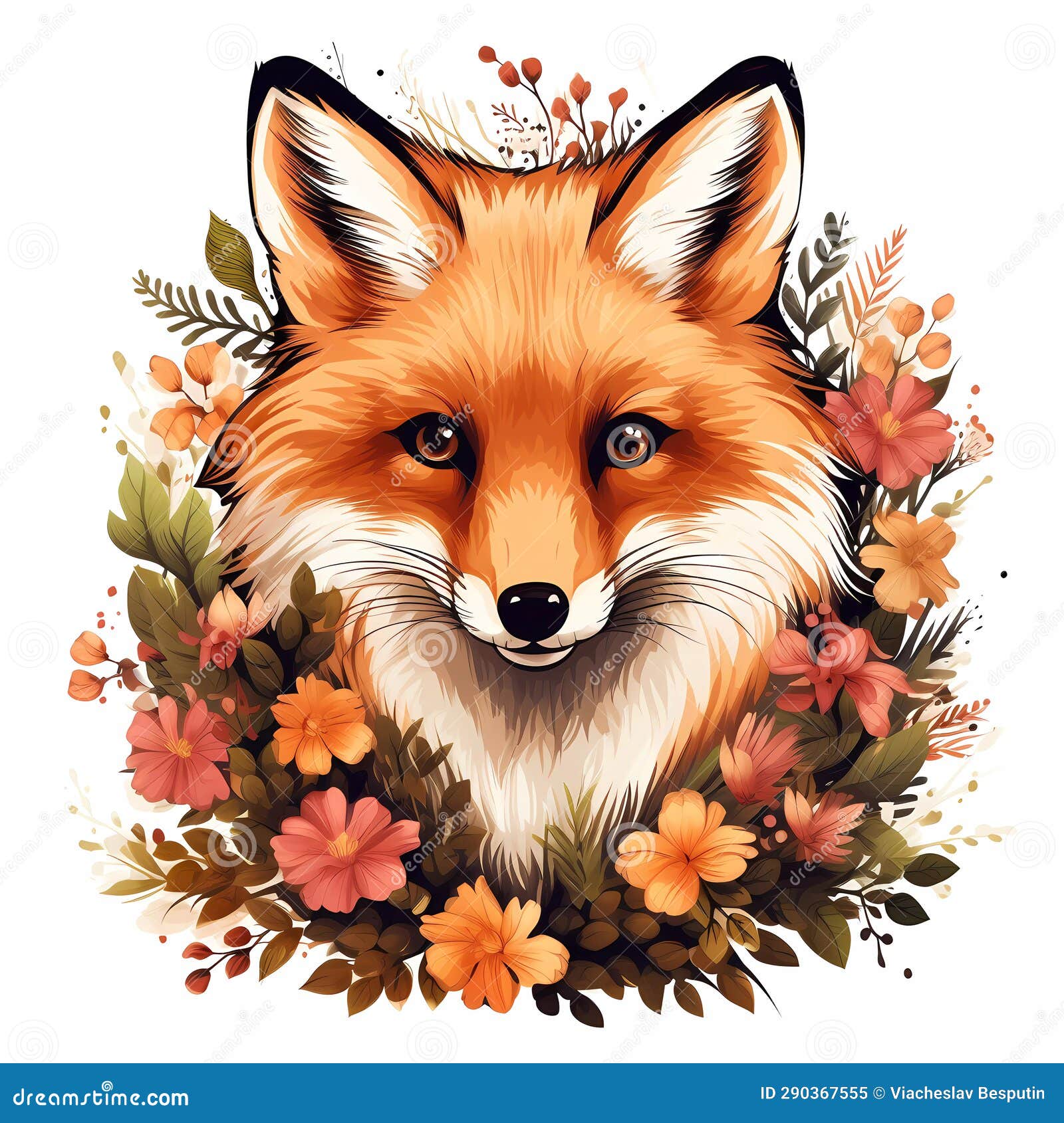 Drawing of a Fox in the Grass. Ai Generated Stock Illustration ...