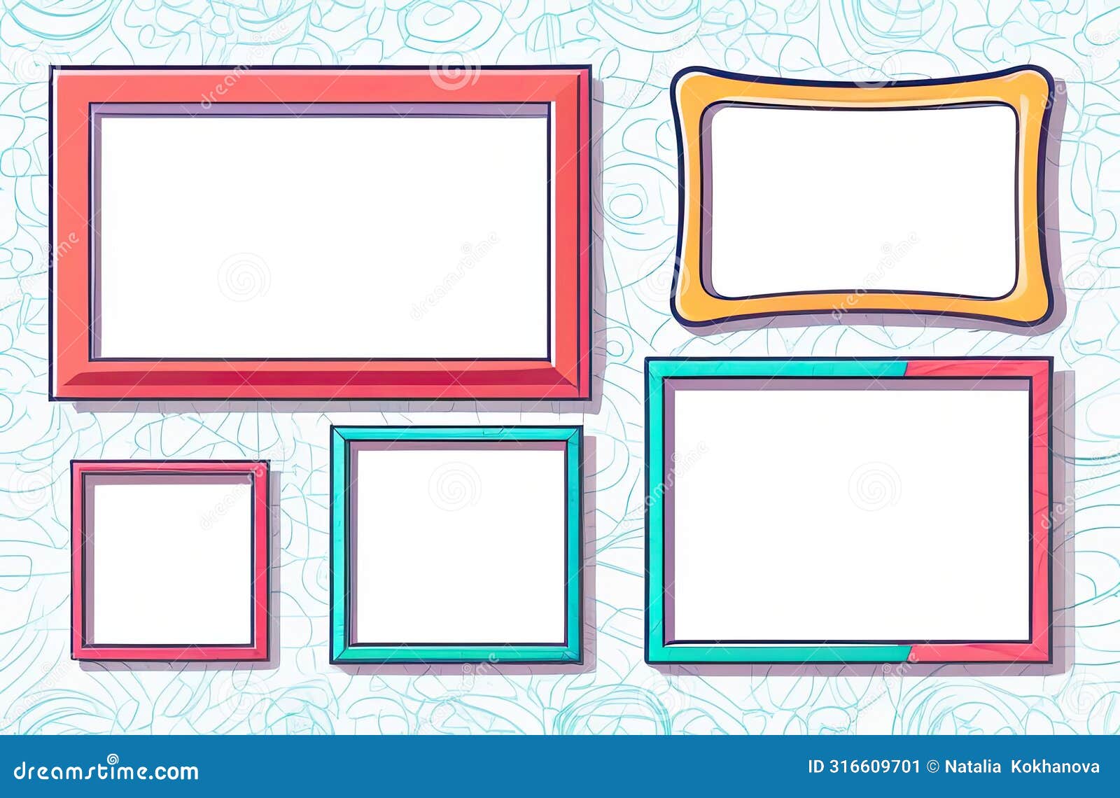 Drawing of Frames with Empty Space for Photos and Paintings on Wall ...
