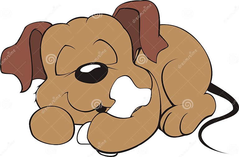 Drawing of a Friendly Puppy Stock Vector - Illustration of bone ...