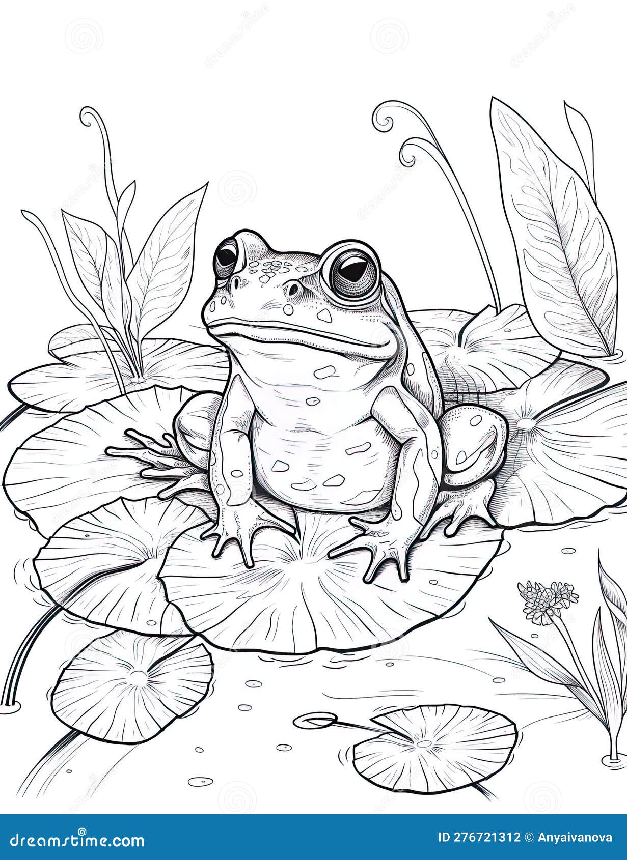 A Drawing of a Frog Sitting on a Leaf. AI Generative Image. Stock ...