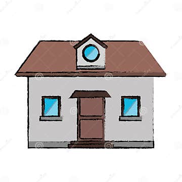 Drawing Front View Home Window Loft Stock Vector - Illustration of ...