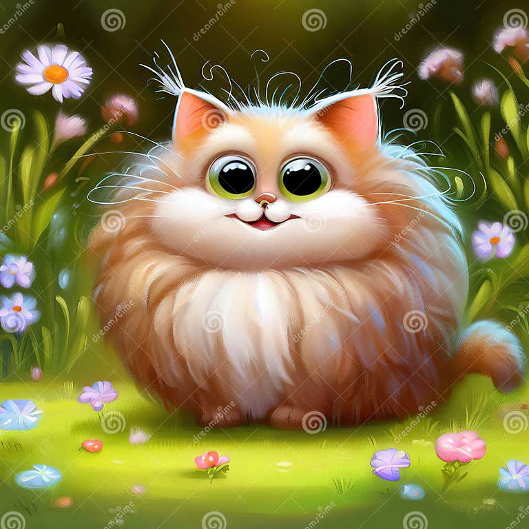 Drawing of a funny cat stock illustration. Illustration of drawing ...