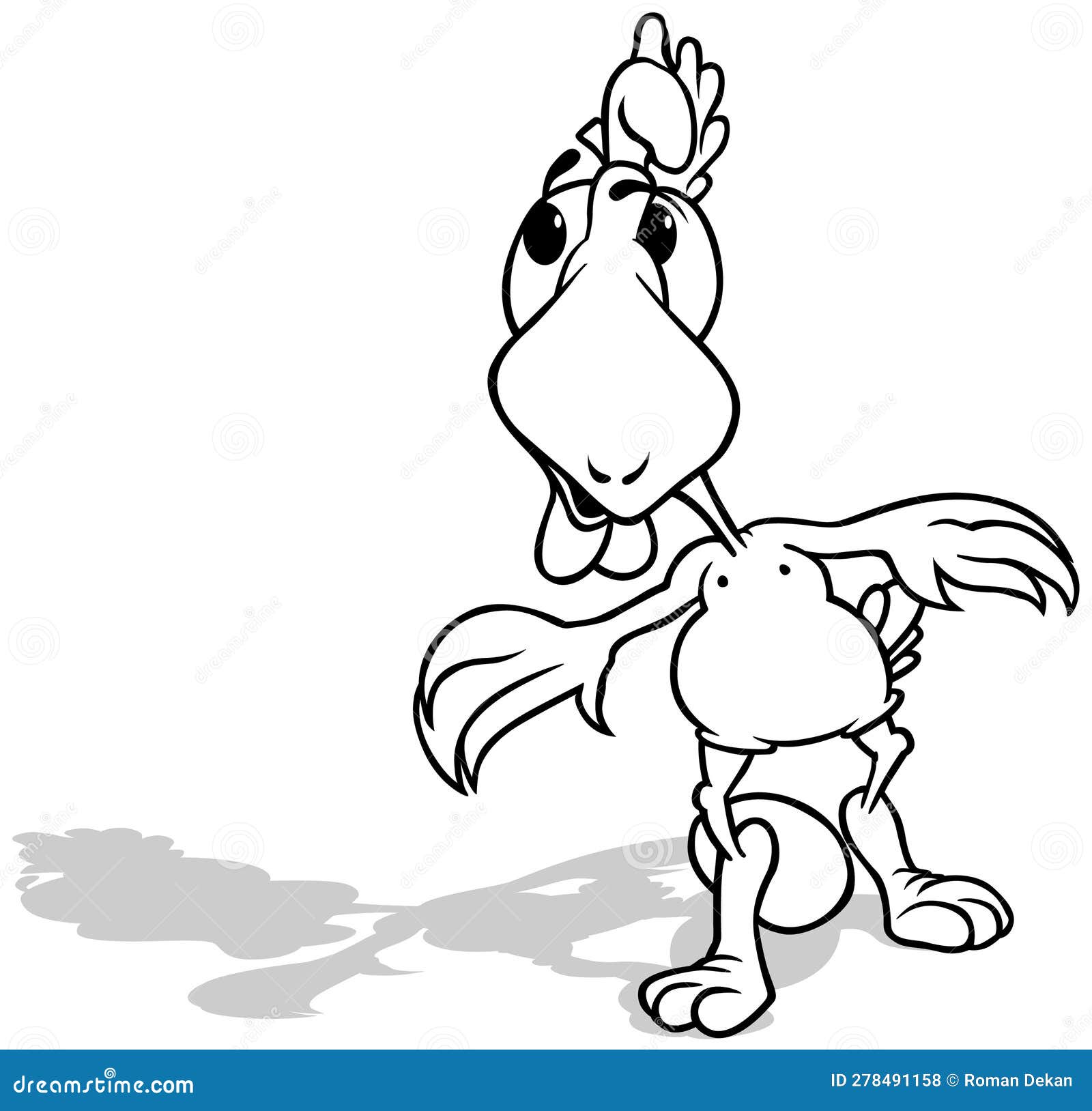 Drawing of a Funny Hen from Front View Stock Vector - Illustration of ...