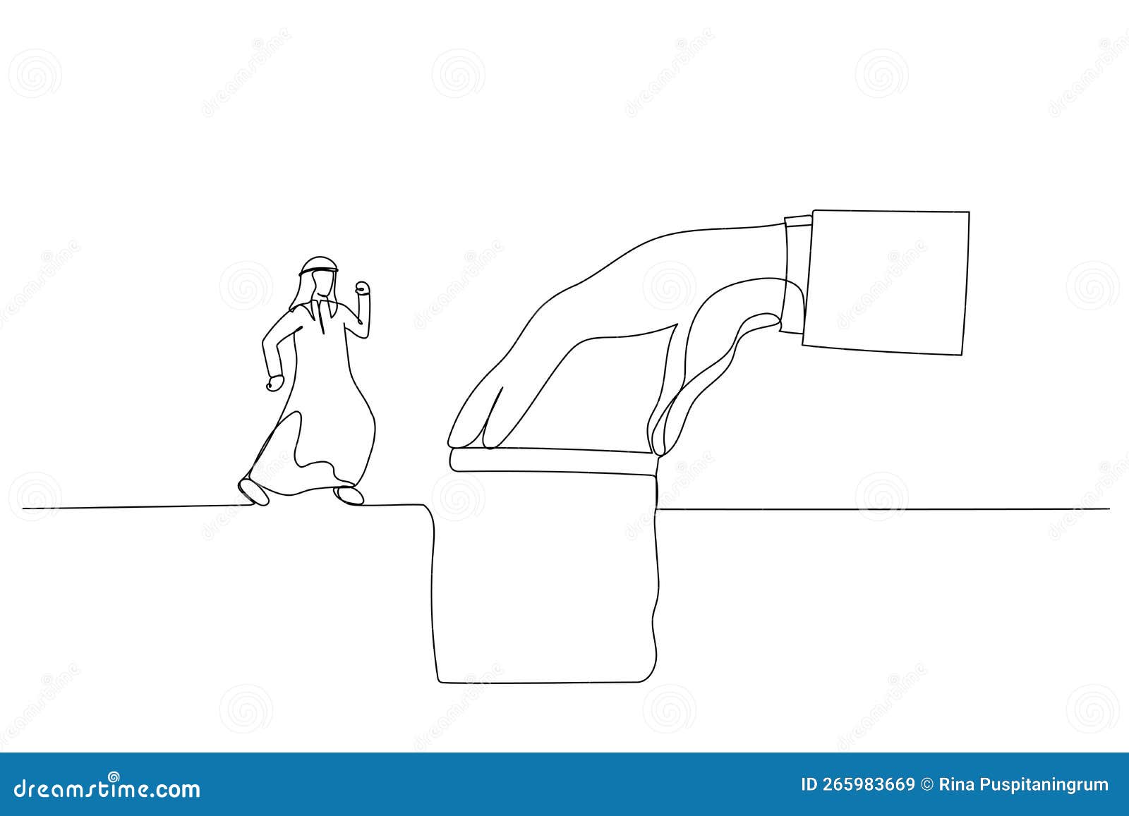 Drawing of Giant Manager Hand Help Connect Missing Piece As the Bridge ...