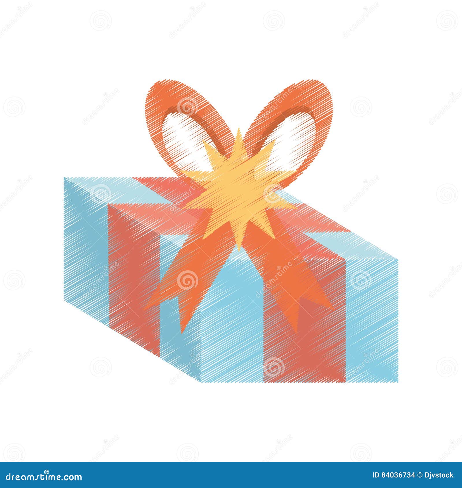 Drawing Gift Box Decoration Traditional Bow Star Stock Illustration ...