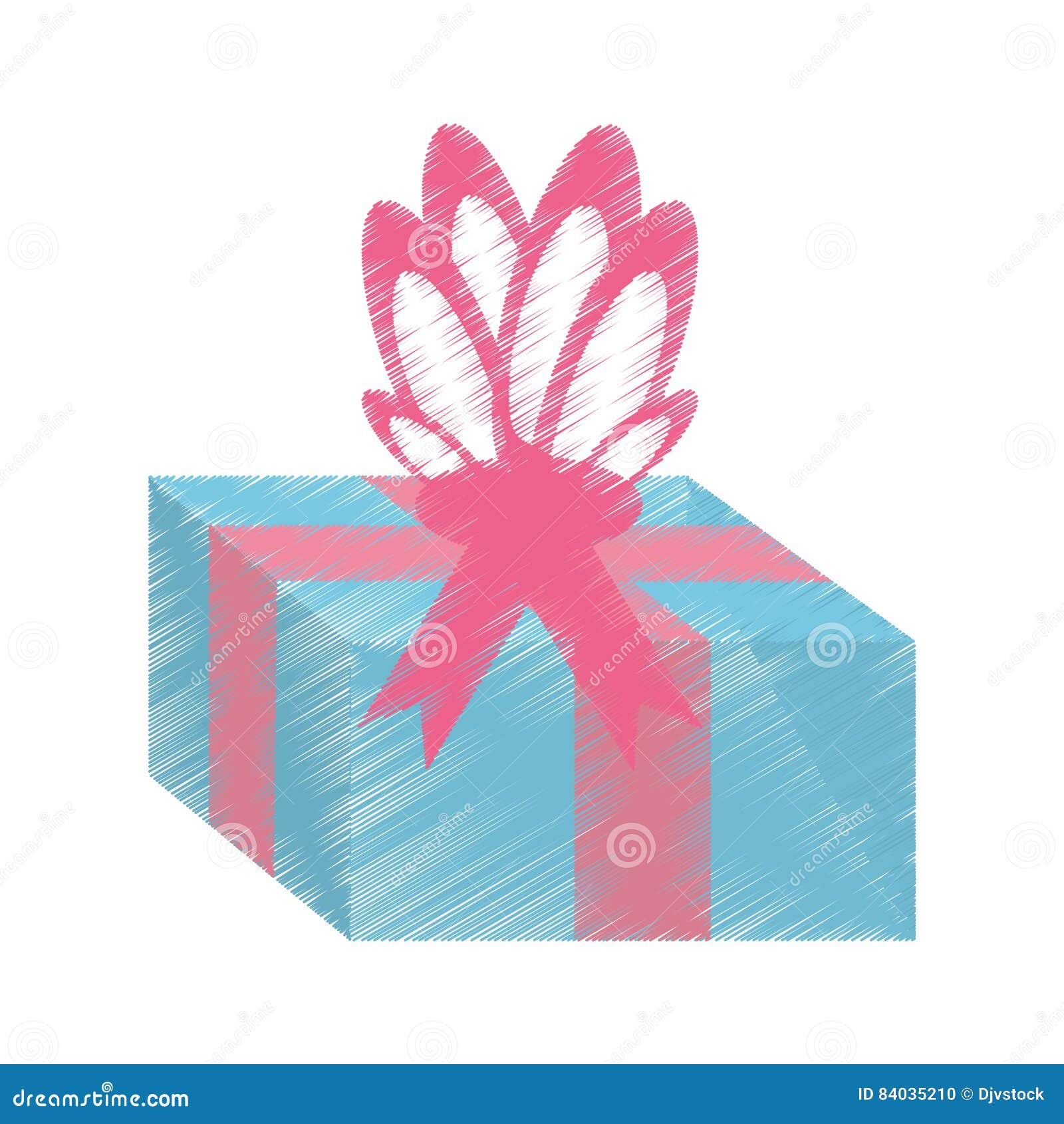 Drawing Gift Box Pink Ribbon Surprise Stock Illustration - Illustration ...