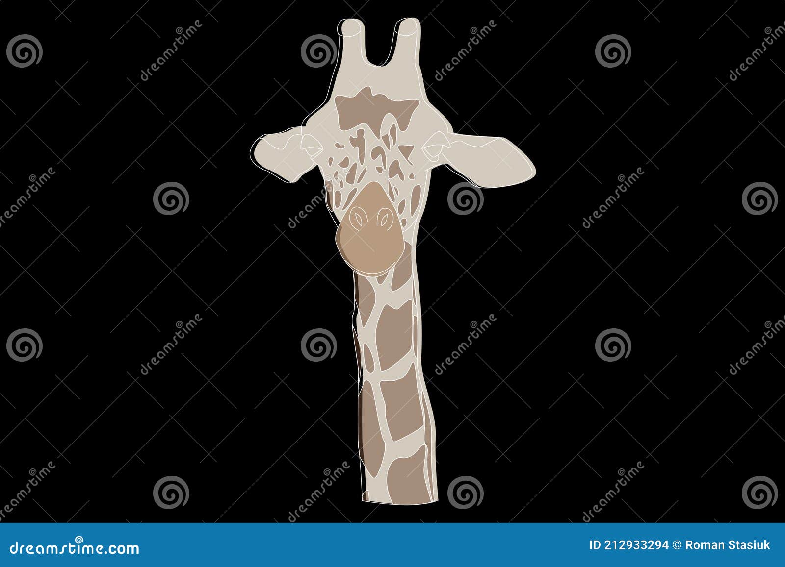 Drawing Of A Giraffe. Head Of A Giraffe Full Face. Simple Line Drawing ...