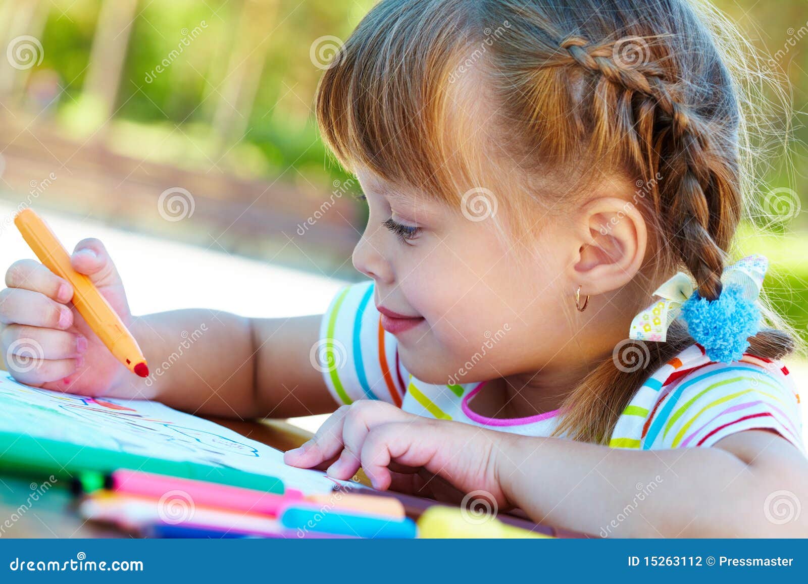 Drawing girl stock photo. Image of outside, interested - 15263112