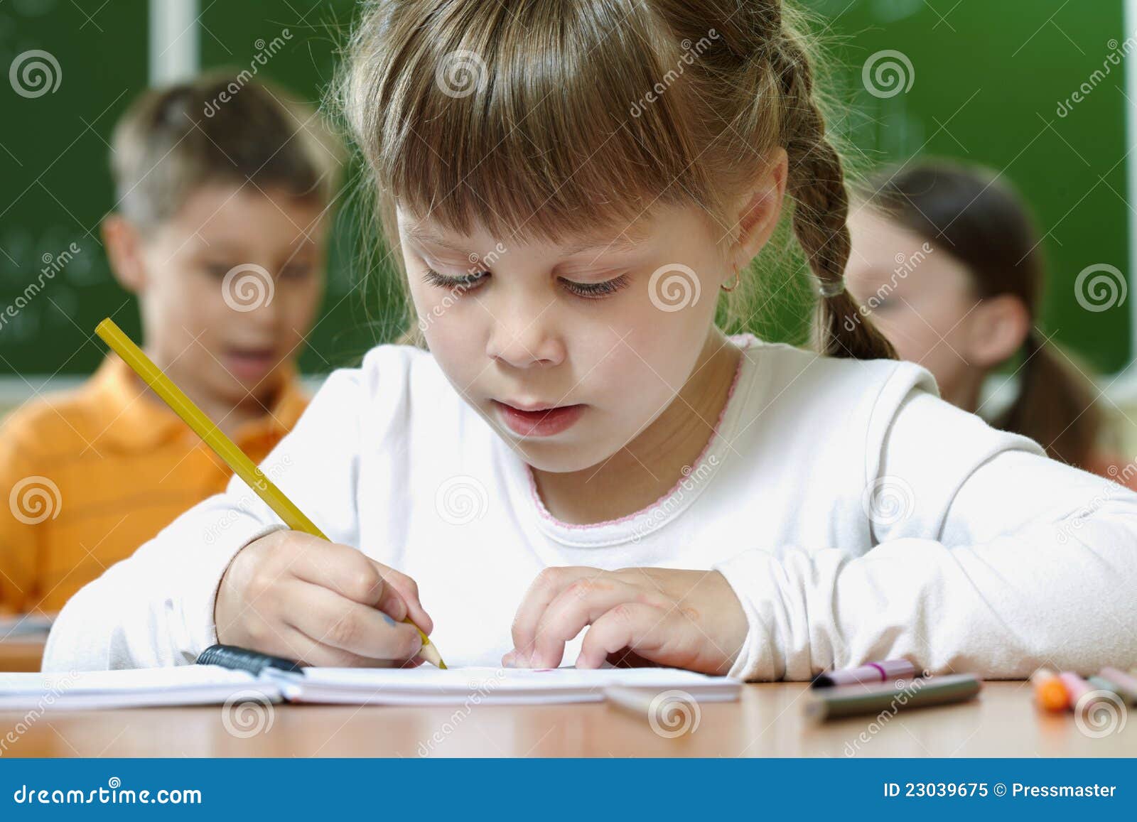 Drawing girl stock image. Image of crayon, child, knowledge - 23039675