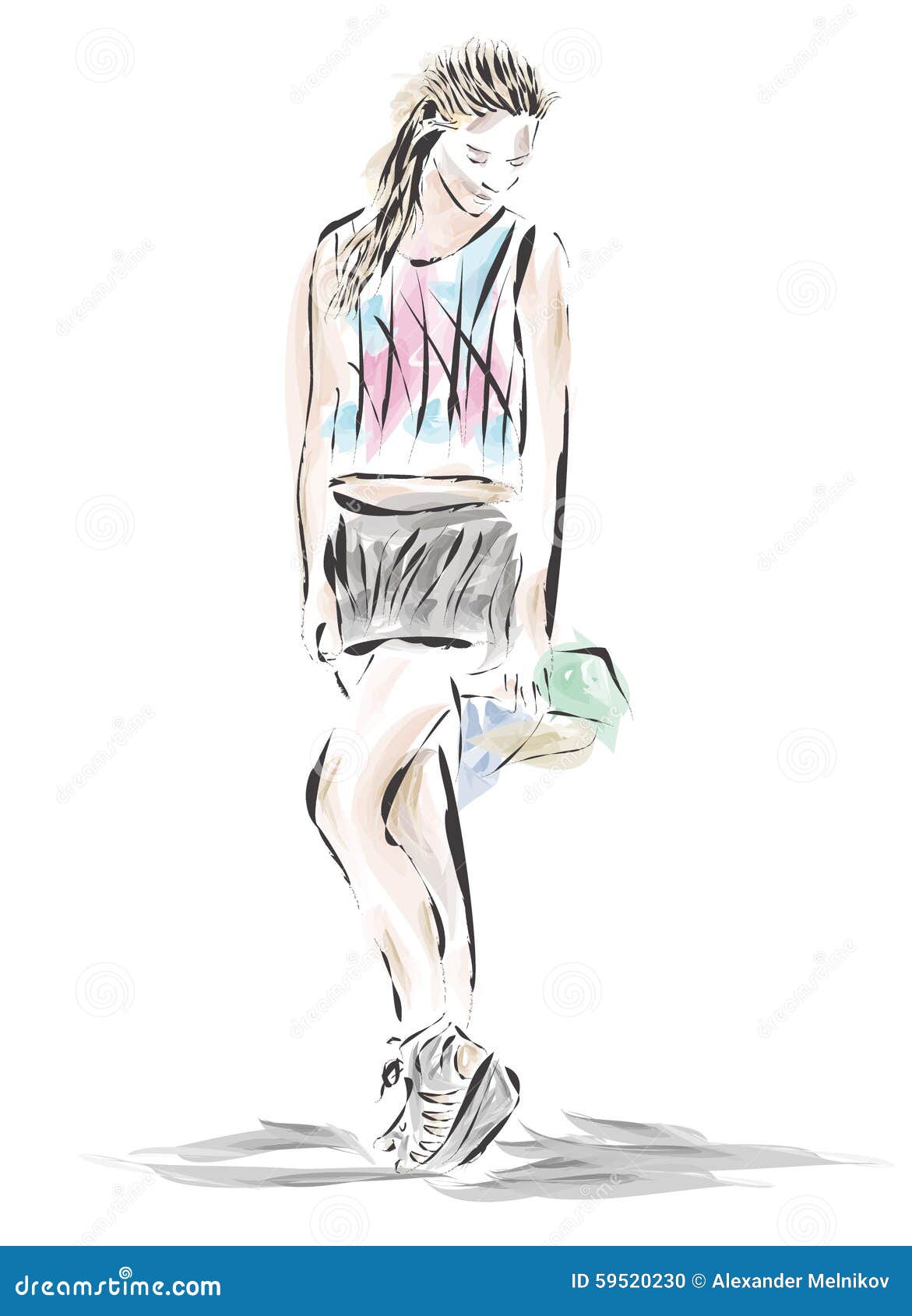 Drawing Girl Fashion Style.Vector Stock Vector - Illustration of ...